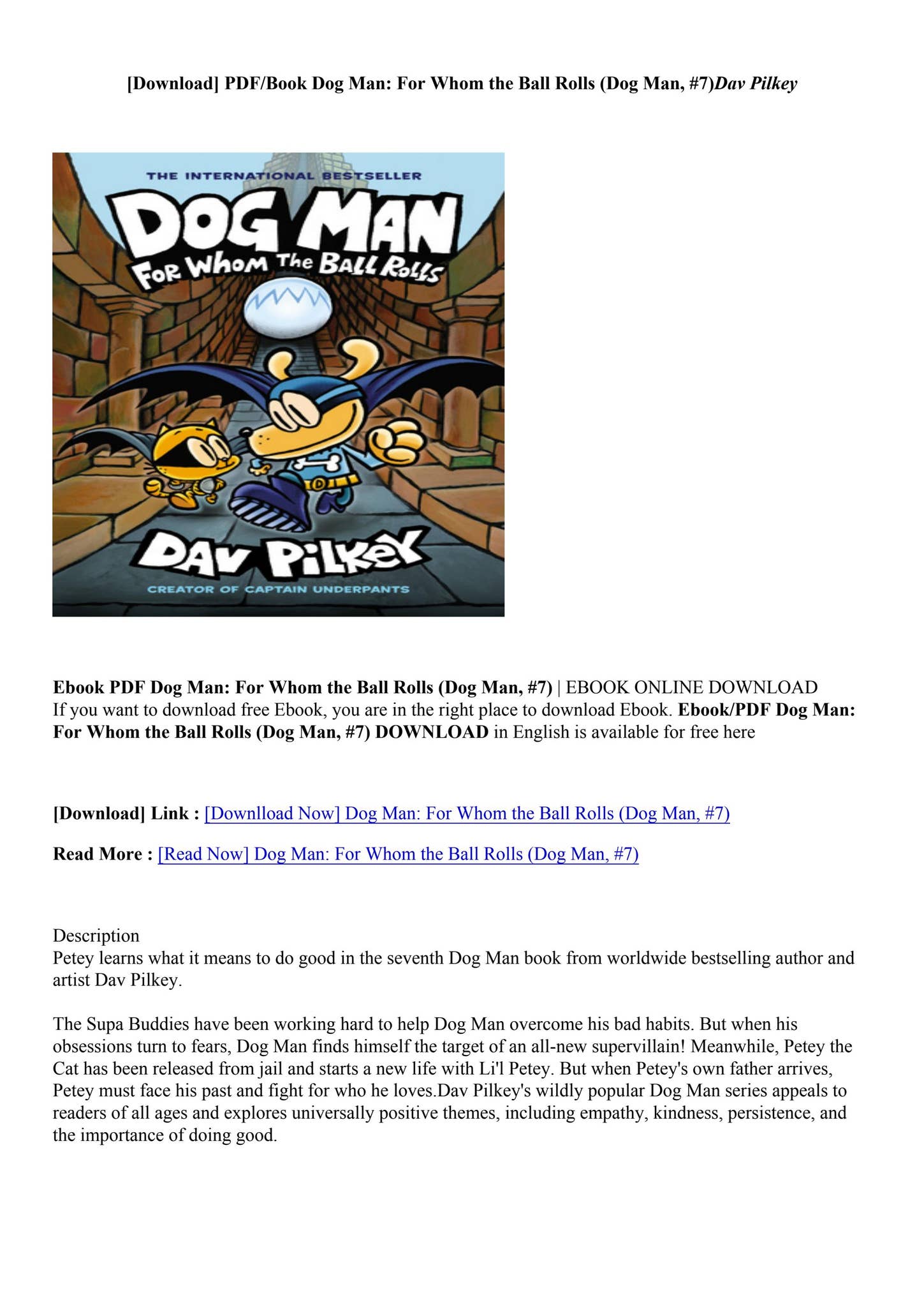 PDF/ePub Dog Man: For Whom the Ball Rolls (Dog Man, #7) - Dav Pilkey by ...