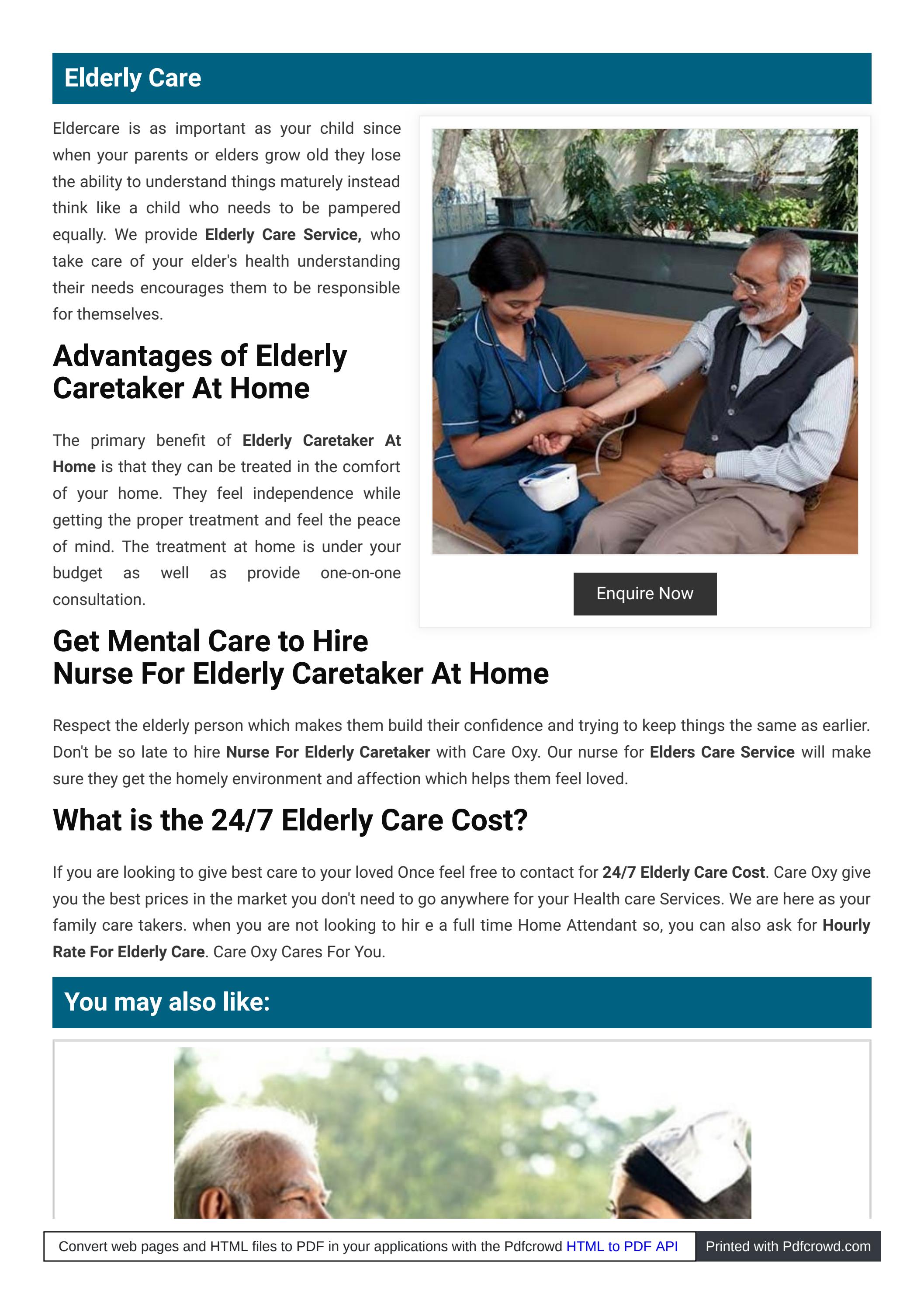 Exceptional Elderly Caretaker at Home in India by Careoxy Health Care ...