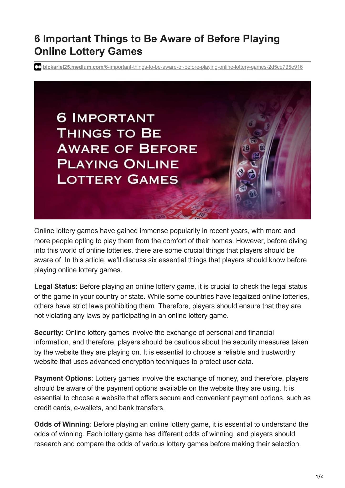 6 Important Things to Be Aware of Before Playing Online Lottery Games ...