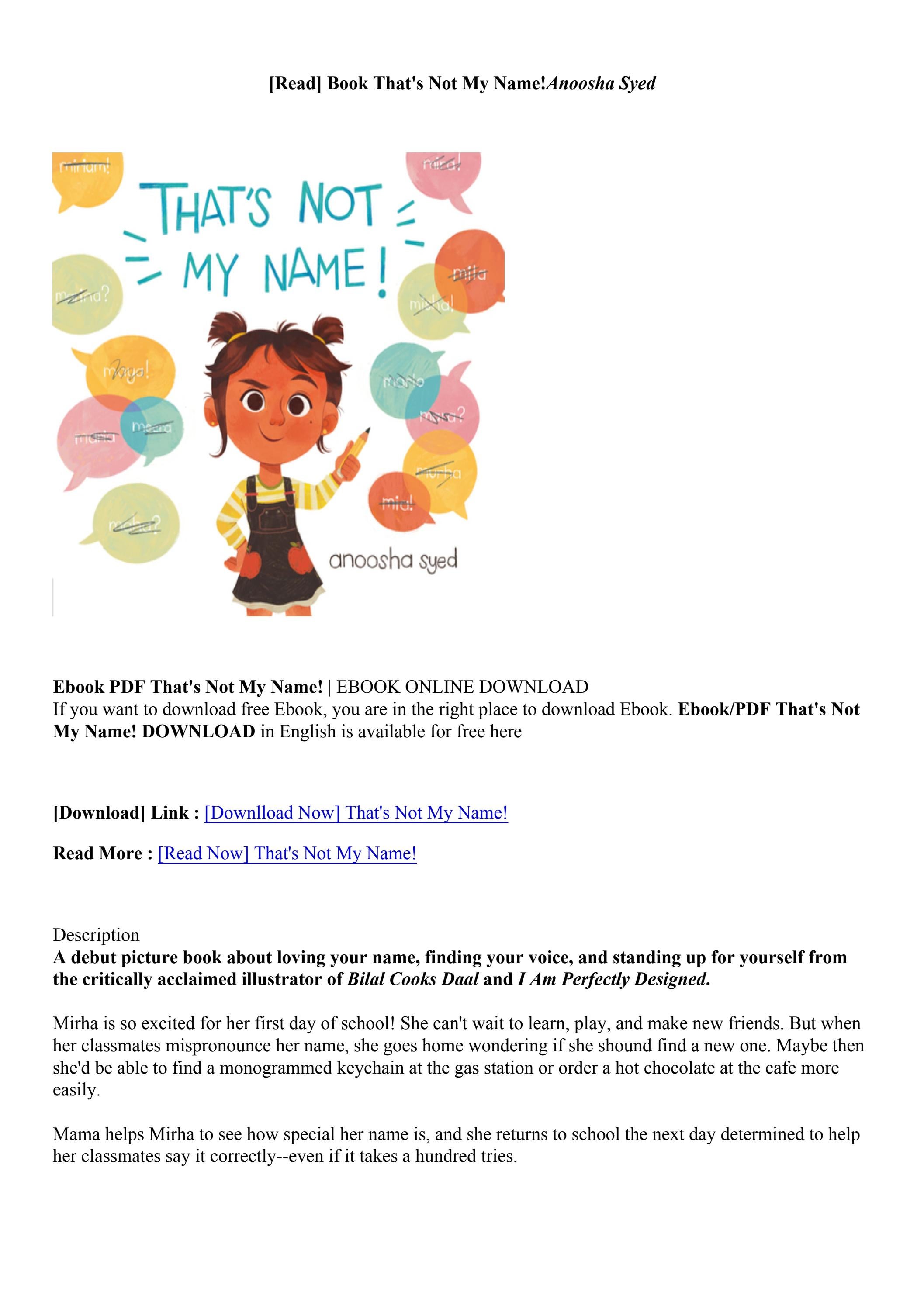 PDF/ePub That's Not My Name! - Anoosha Syed by orlandoexcel - Issuu