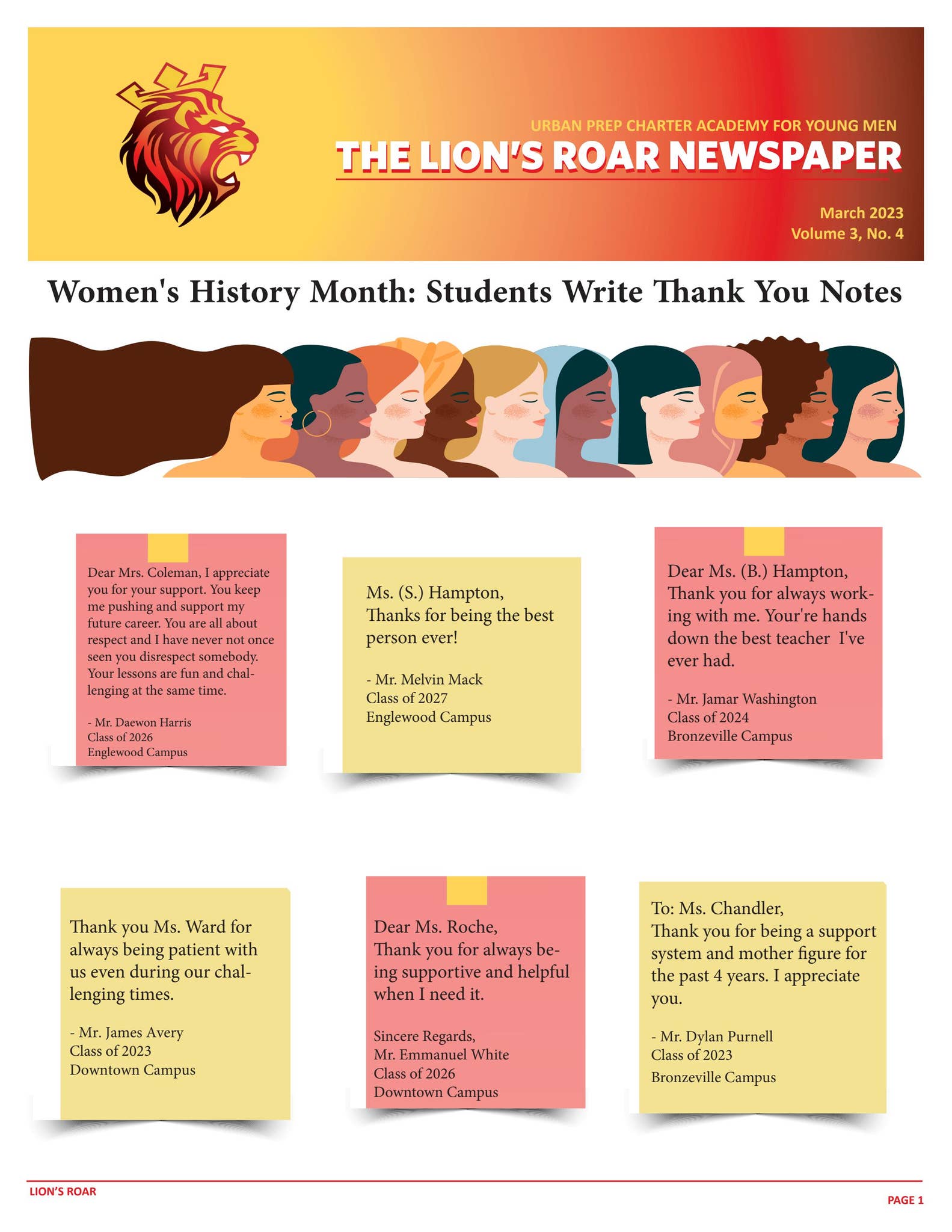 The Lion's Roar Newspaper: Volume 3 No. 4 by Urban Prep's Lions Roar ...