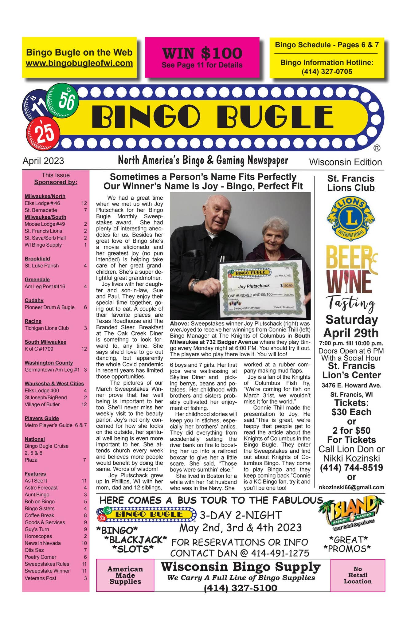 April 2023 Wisconsin Bingo Bugle by Bingo Bugle of Wisconsin - Issuu