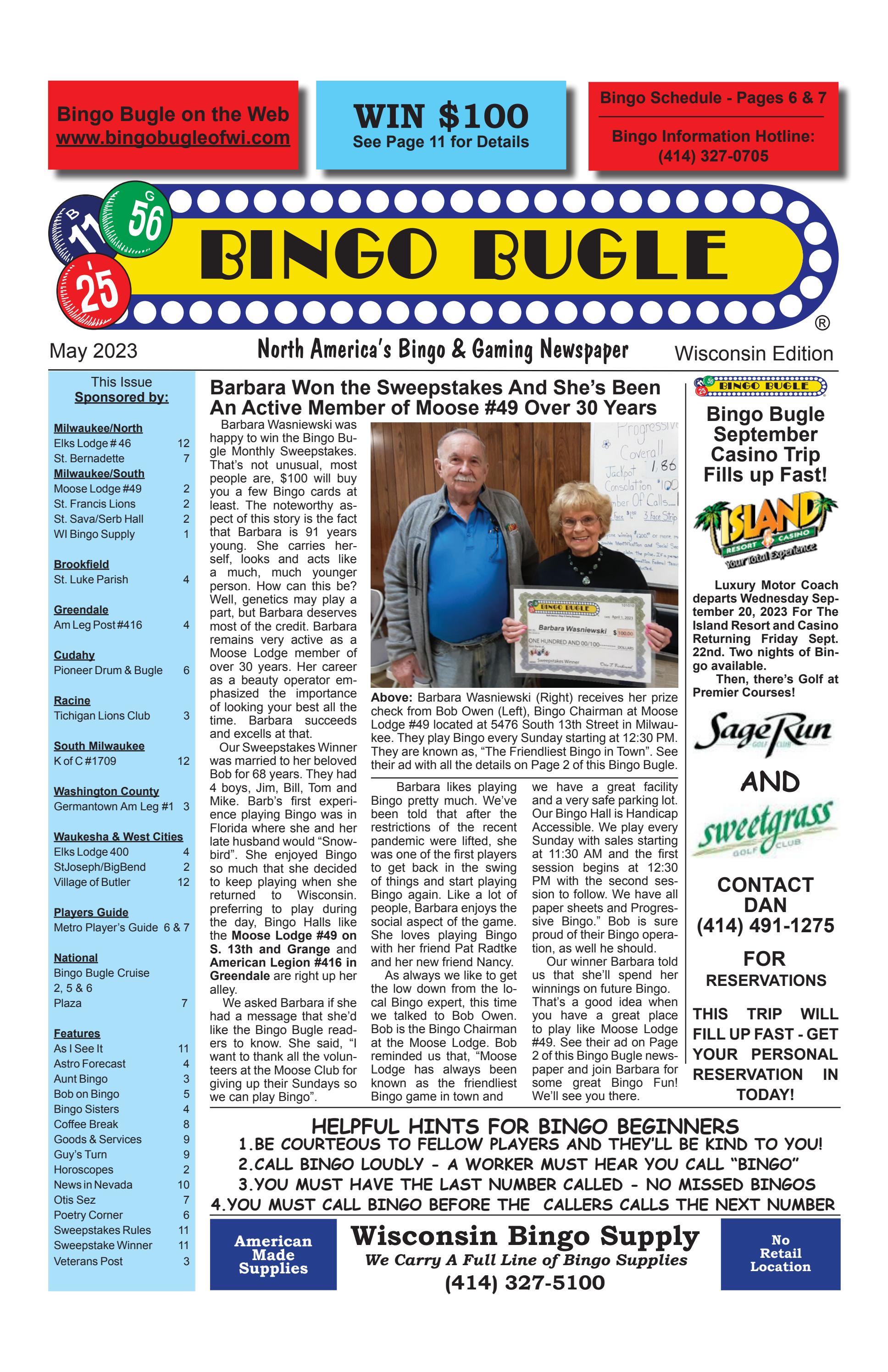 May Wisconsin Bingo Bugle by Bingo Bugle of Wisconsin - Issuu