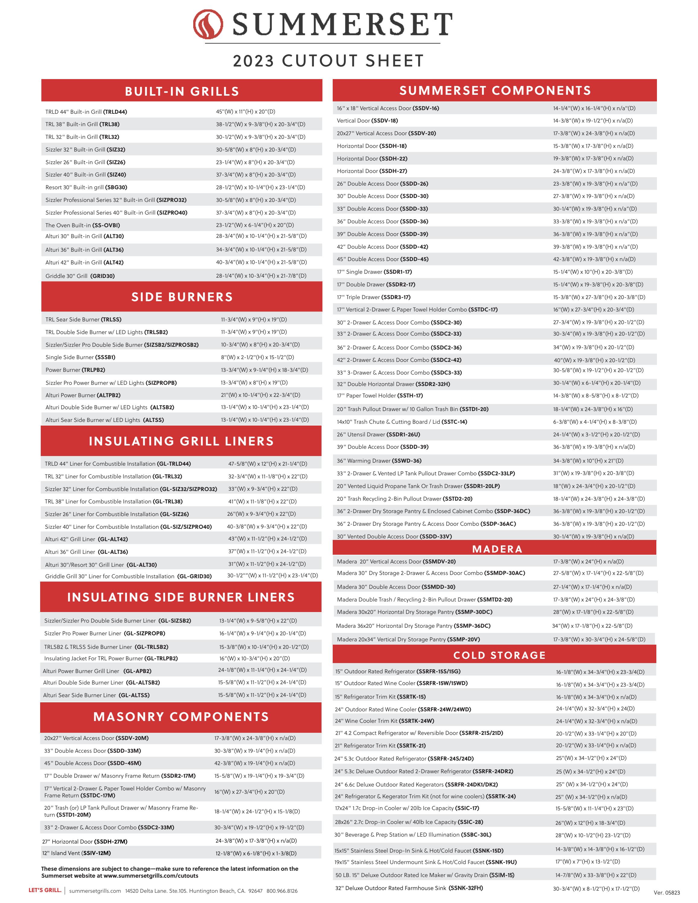 2020 Summerset Cutout Sheet by Summerset Professional Grills - Issuu