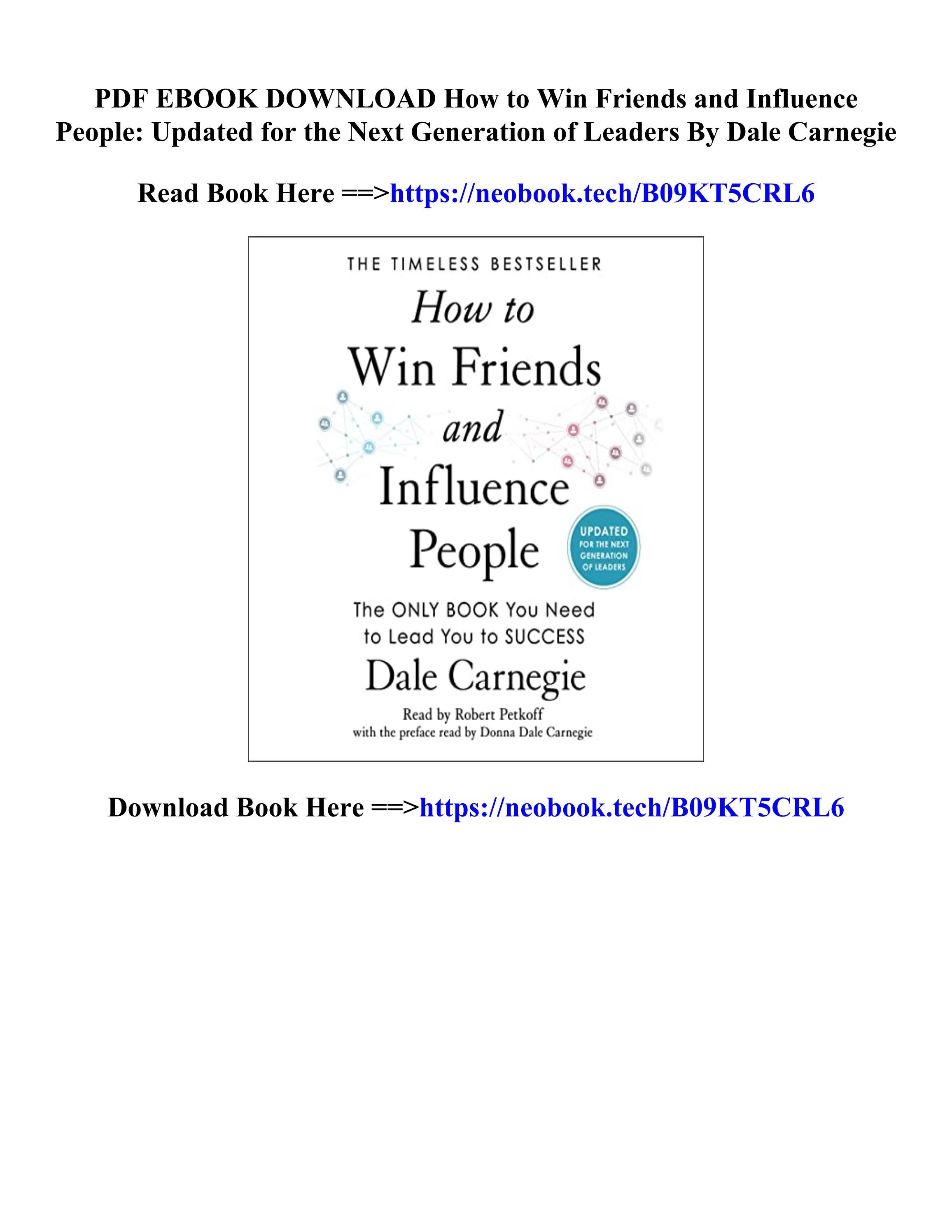 Download Book How To Win Friends And Influence People Updated For The Next Generation Of