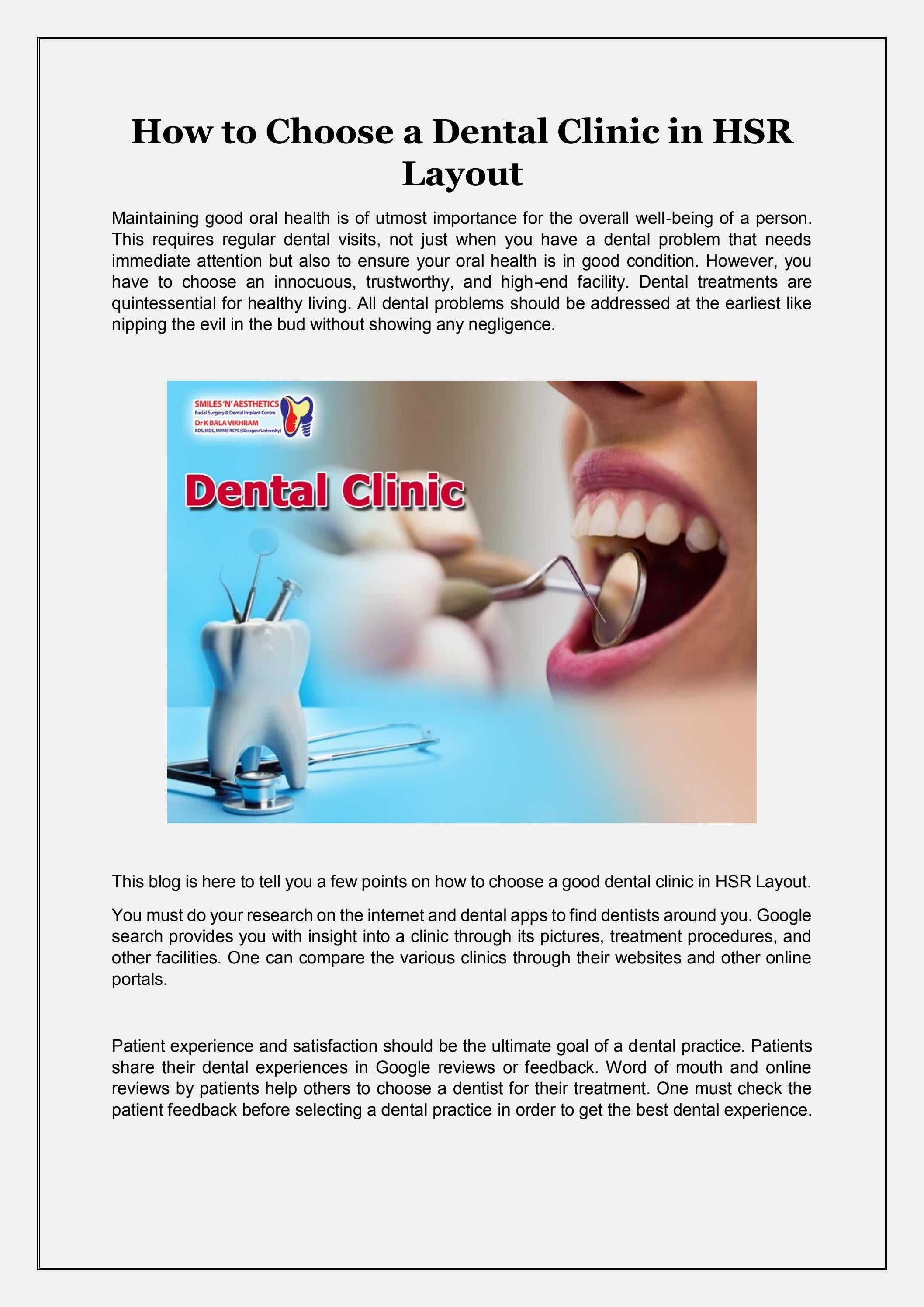 Dental Clinic Hsr Layout at Scot Street blog