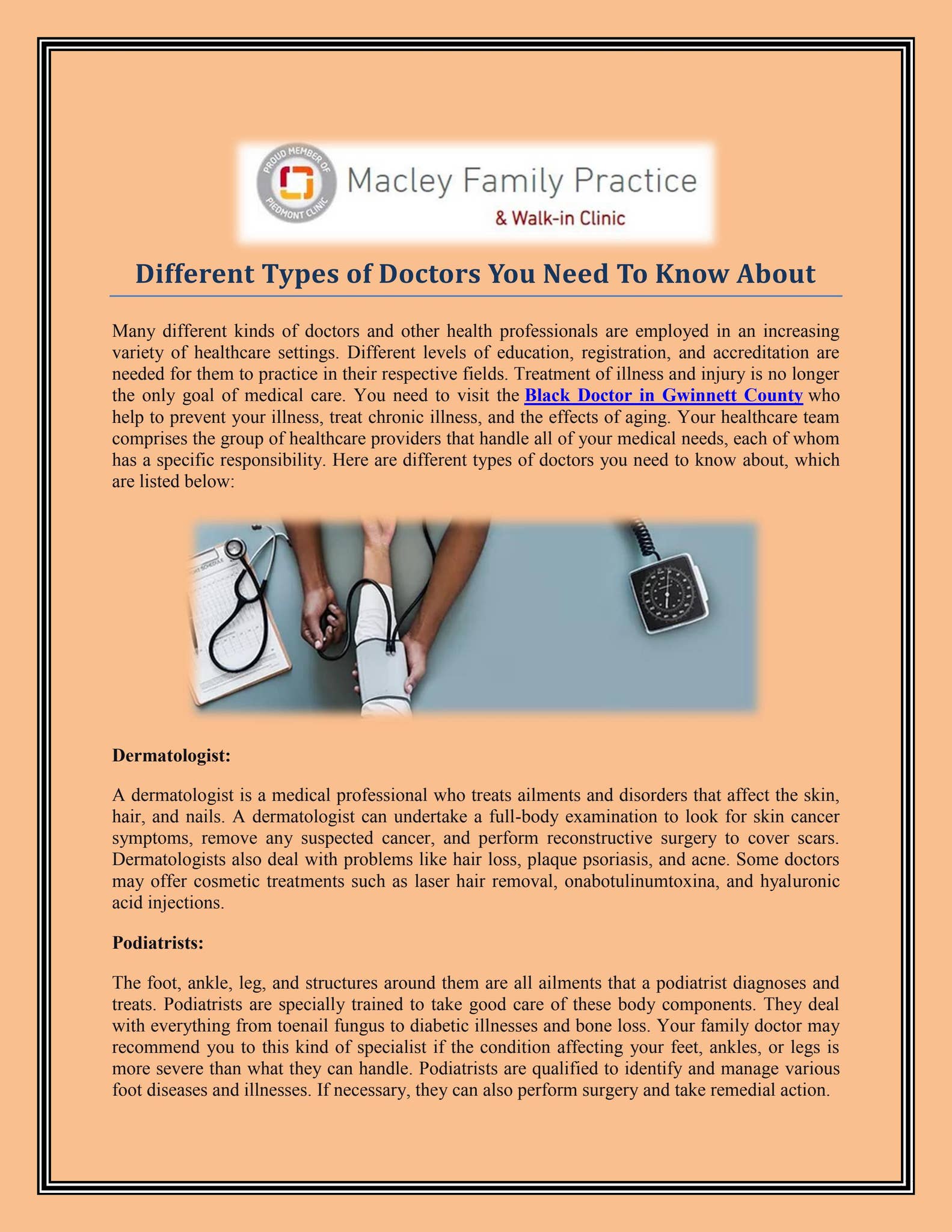 Different Types of Doctors You Need To Know About by Macley Family ...