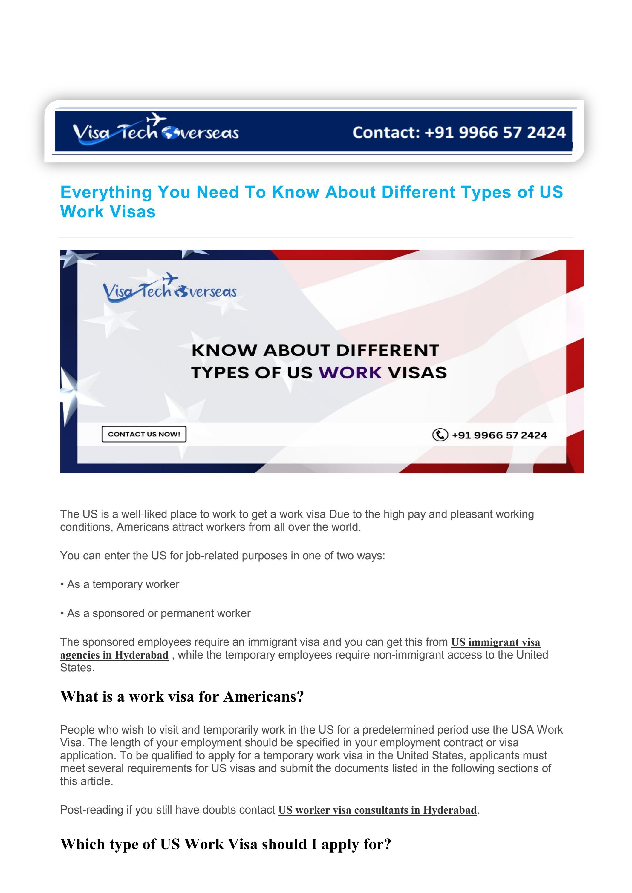Everything You Need To Know About Different Types of US Work Visas by ...