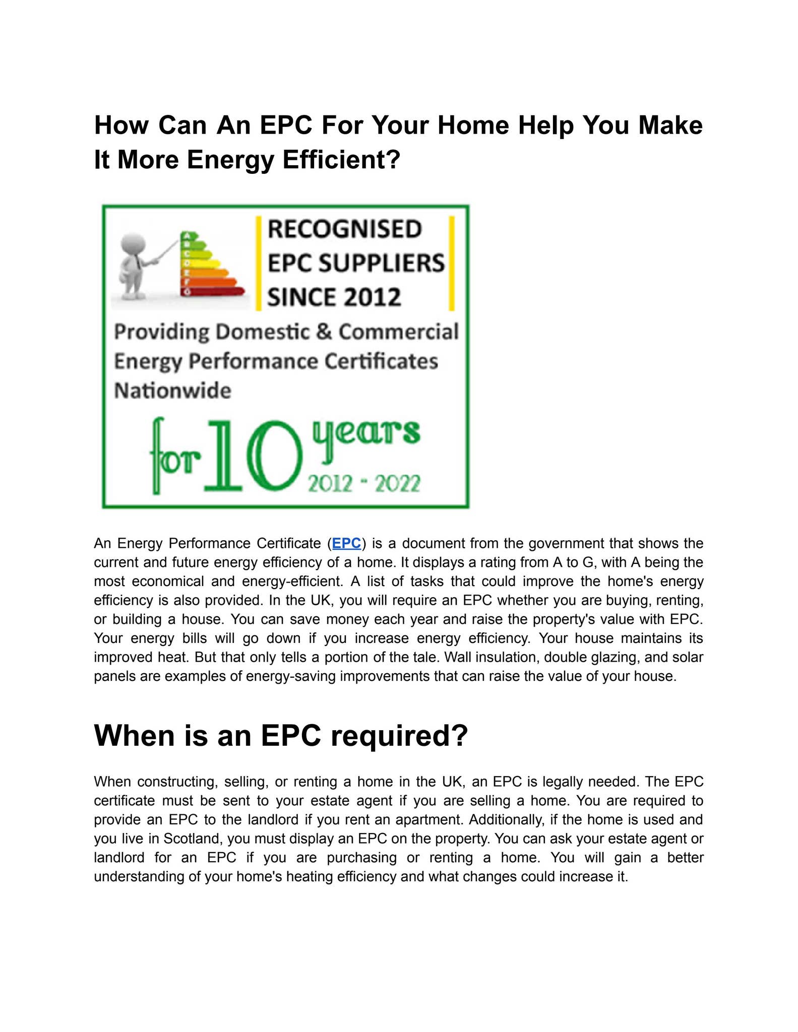 How Can An EPC For Your Home Help You Make It More Energy Efficient? by ...