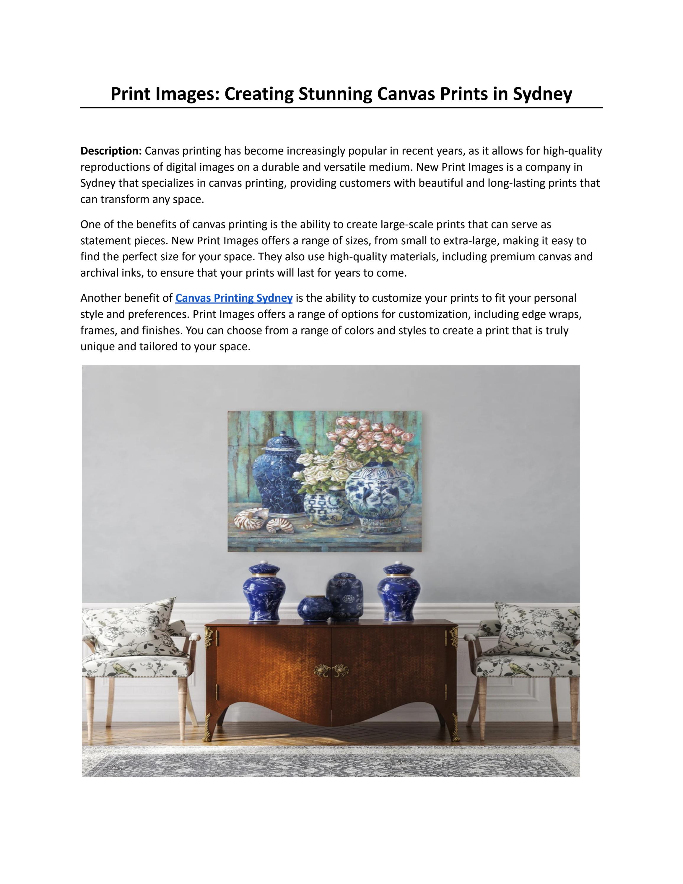 Print Images: Creating Stunning Canvas Prints in Sydney by Art Prints ...