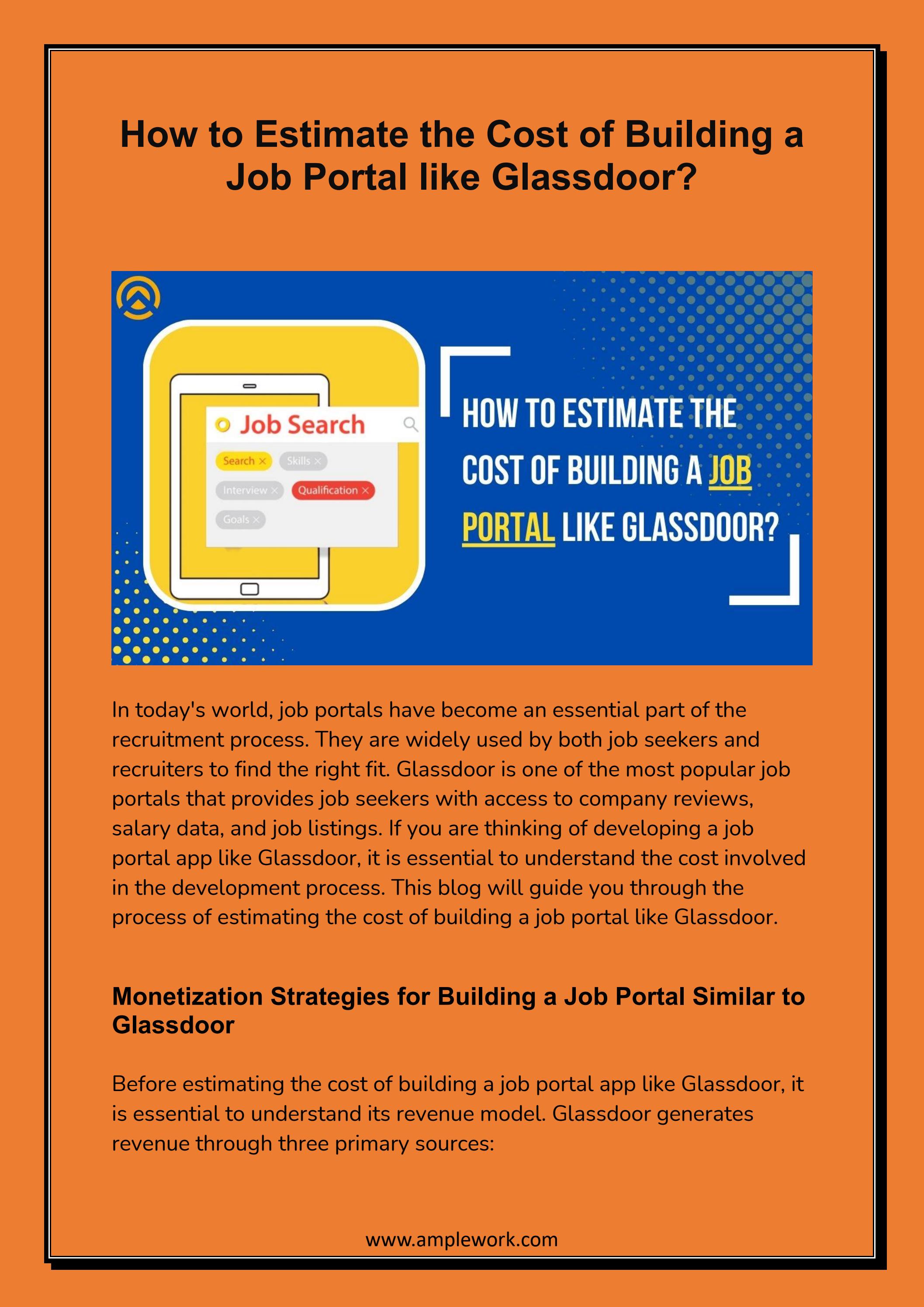 How To Estimate The Cost Of Building A Job Portal Like Glassdoor By