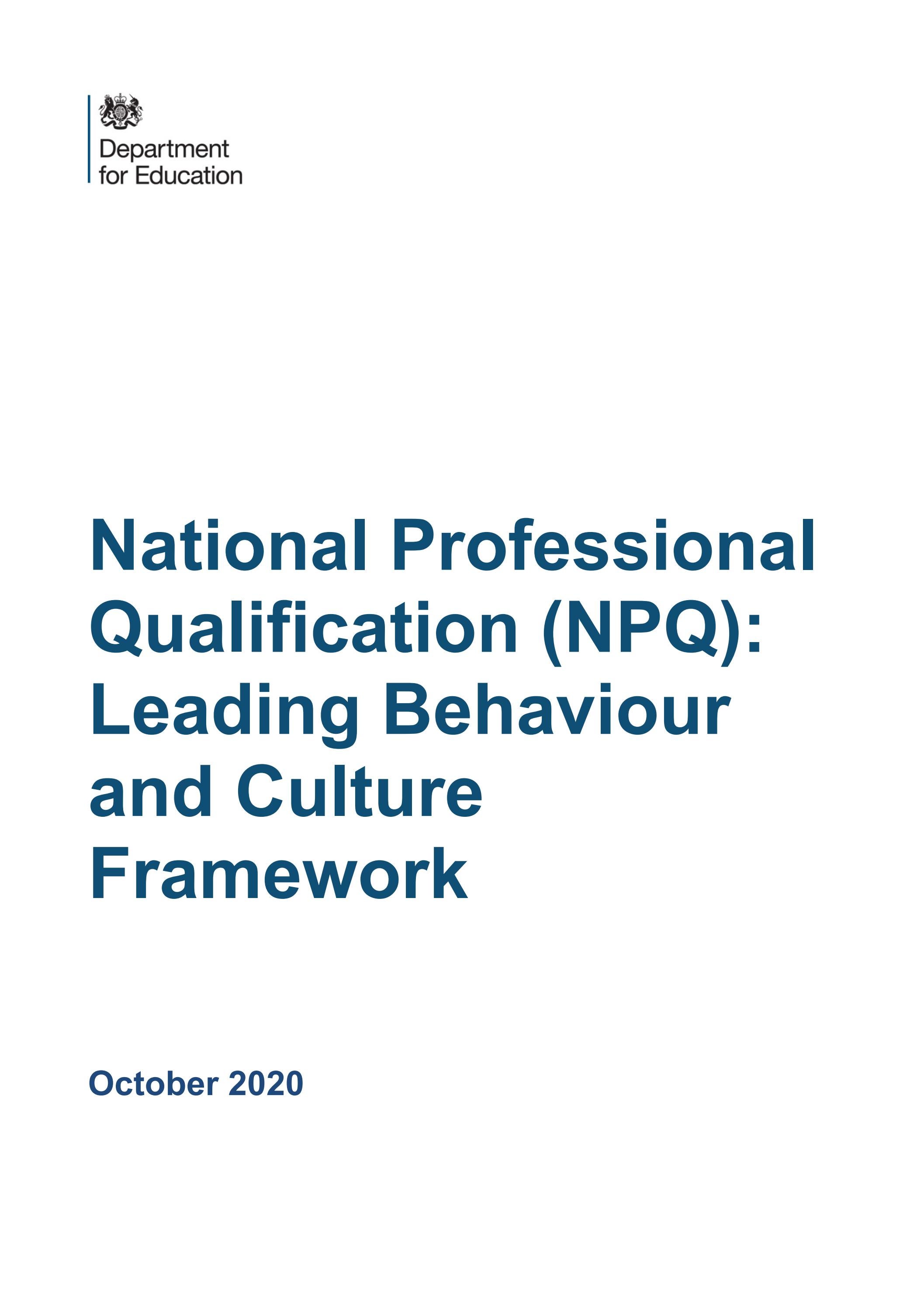 NPQ for Leading Behaviour & Culture (NPQLBC) Framework by Best-Practice ...