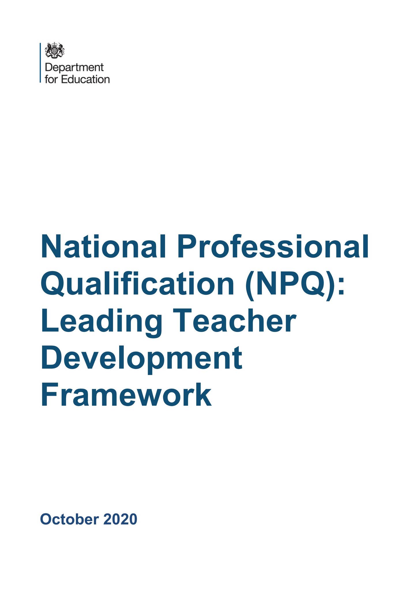 NPQ for Leading Teacher Development (NPQLTD) Framework by Best-Practice ...