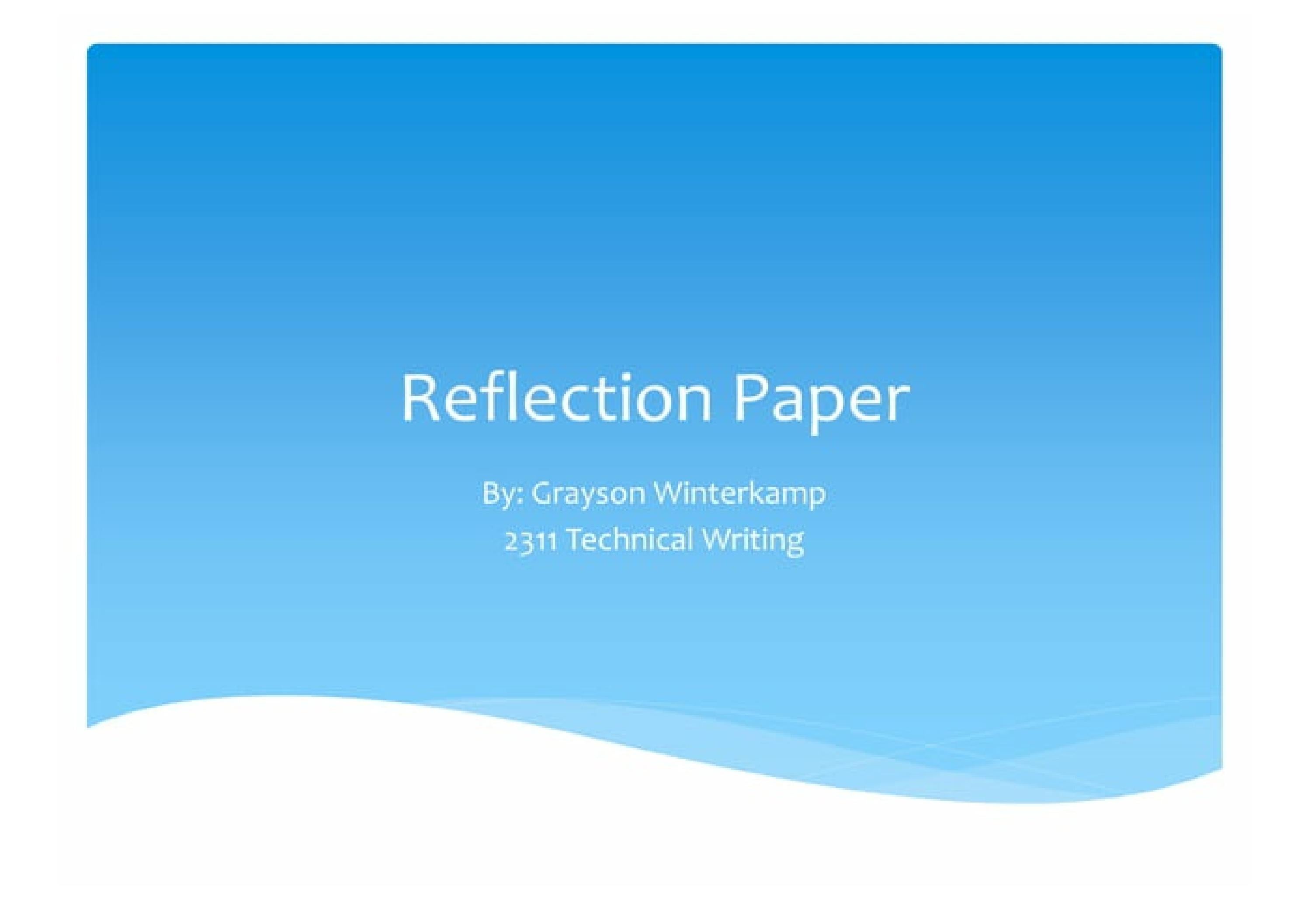 Reflection Paper By Sarah Nelson Issuu