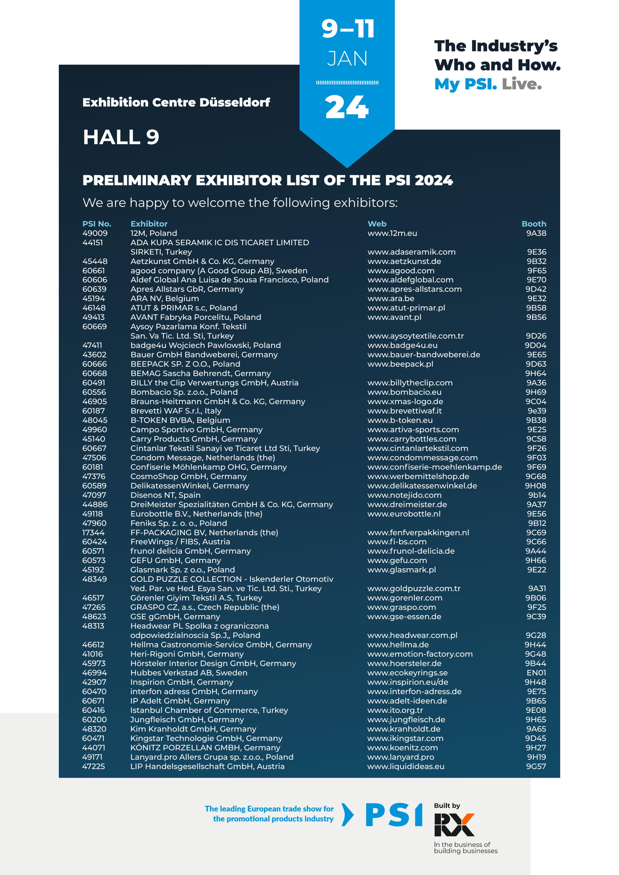 PSI 2024 - Preliminary Exhibitor List by RX_Publishing - Issuu
