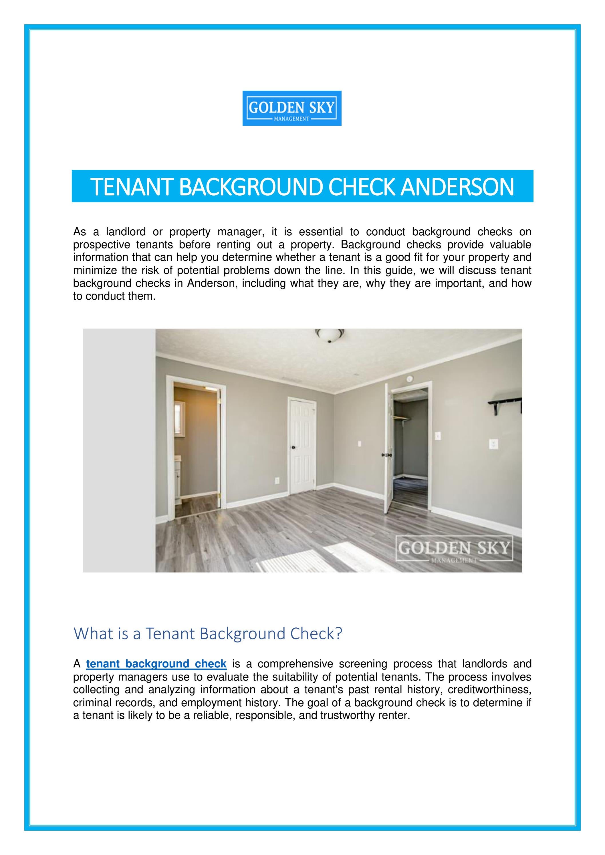 Tenant Background Check Anderson - Golden Sky Management by ...