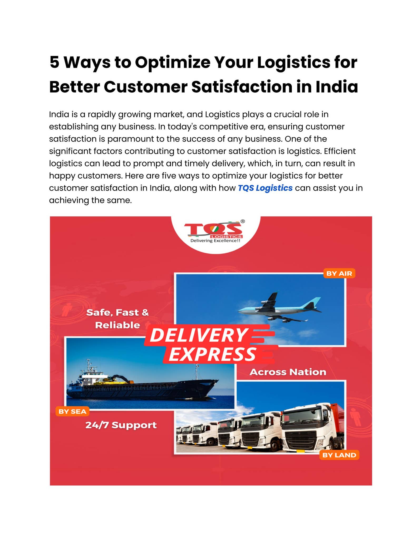 5 Ways to Optimize Your Logistics for Better Customer Satisfaction in ...