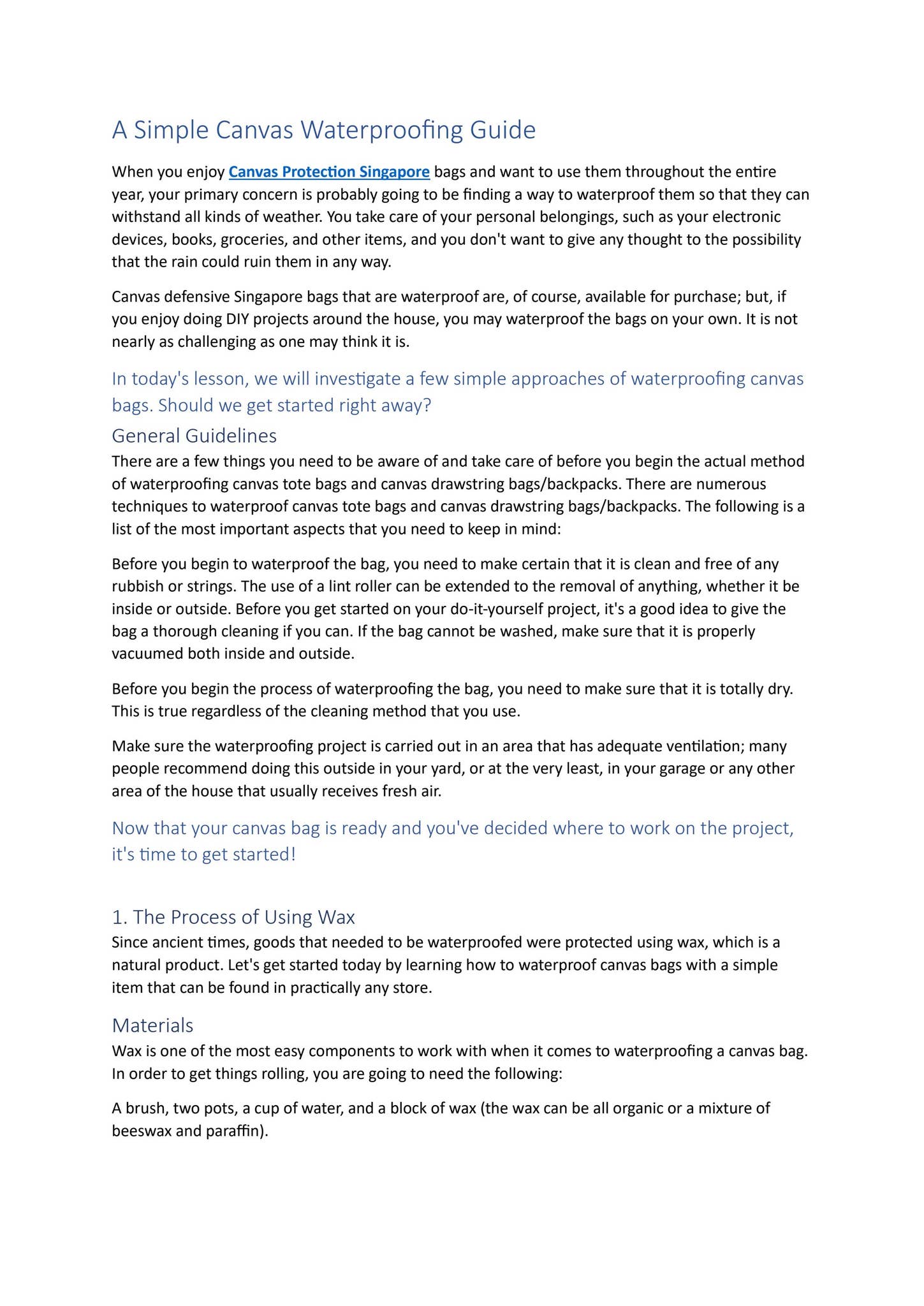 A Simple Canvas Waterproofing Guide by Nex Global Enterprises - Issuu