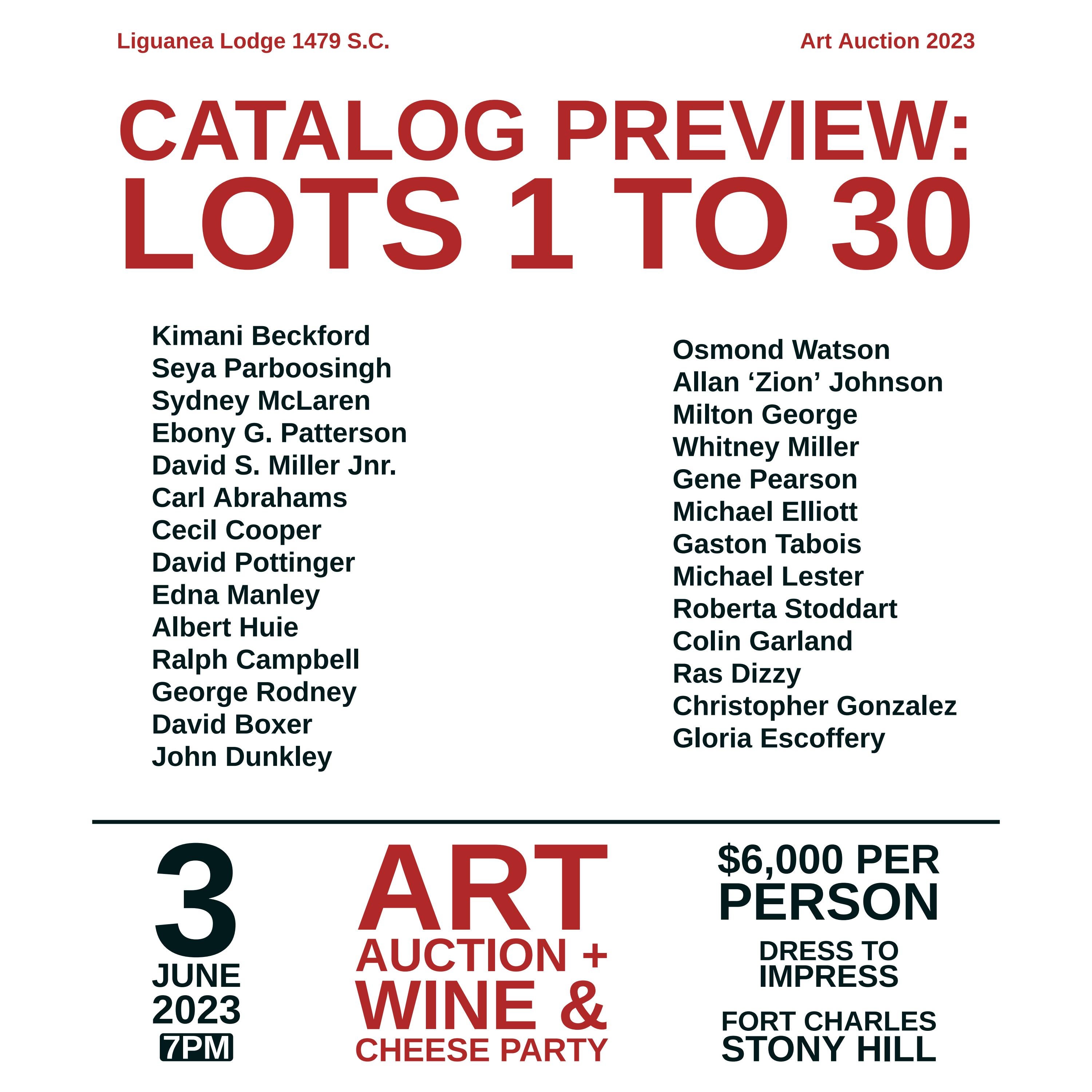 [Jamaican Art] Liguanea Lodge: Art Auction Catalog - Lots 1 to 30 by ...