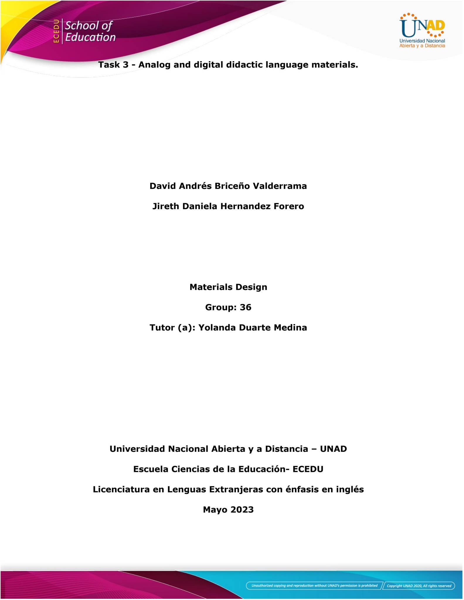 Task 3 - Analog and digital didactic language materials by David Andrés Briceño Valderrama - Issuu