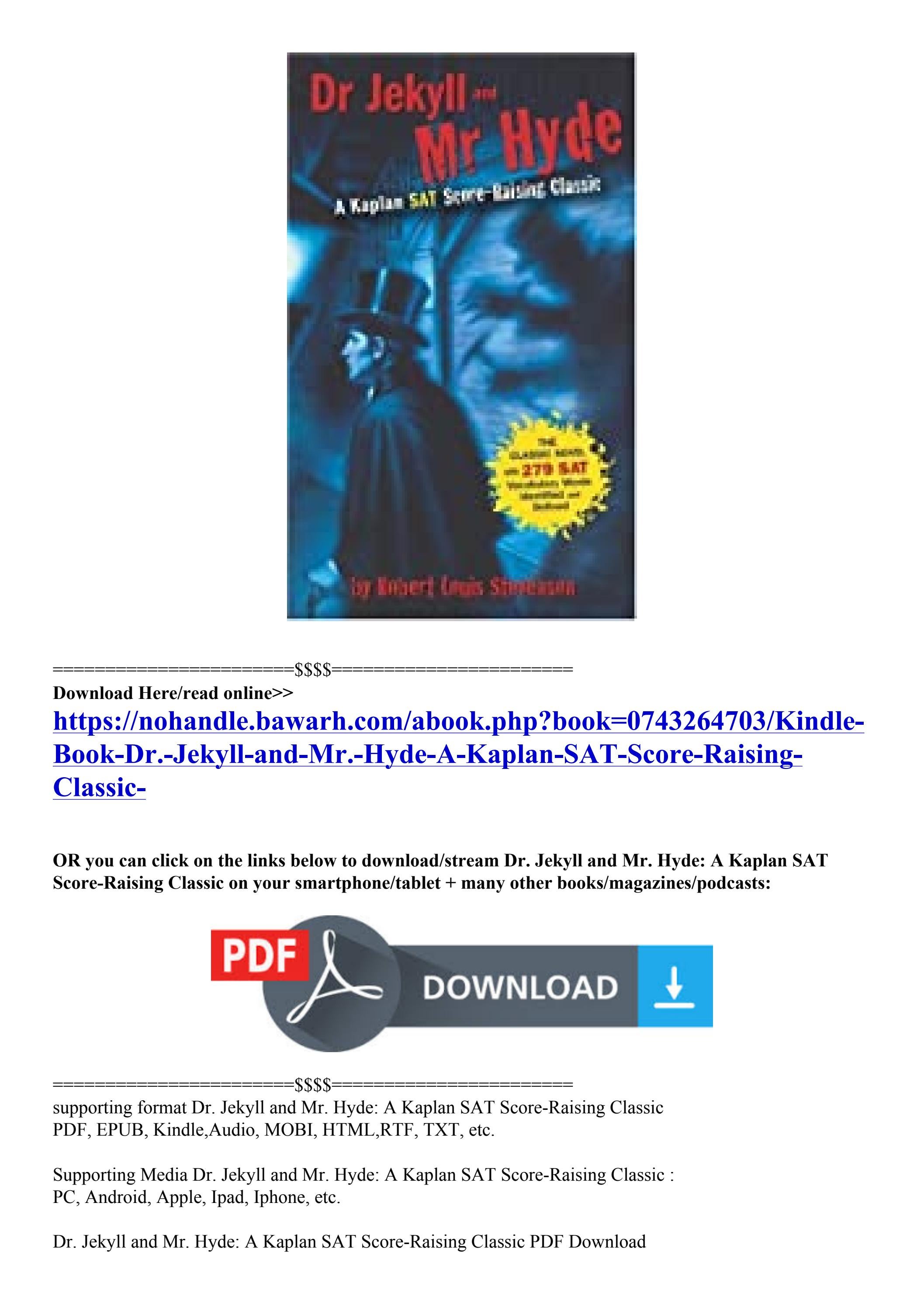 Kindle Book Dr. Jekyll and Mr. Hyde A Kaplan SAT Score-Raising Classic by e55susana - Issuu