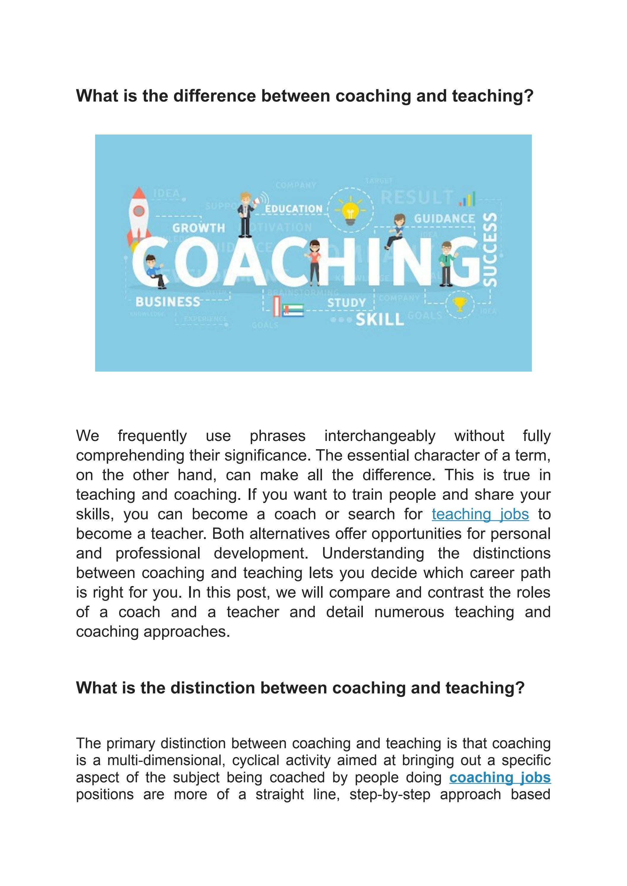 What is the difference between coaching and teaching? by Jobs in ...
