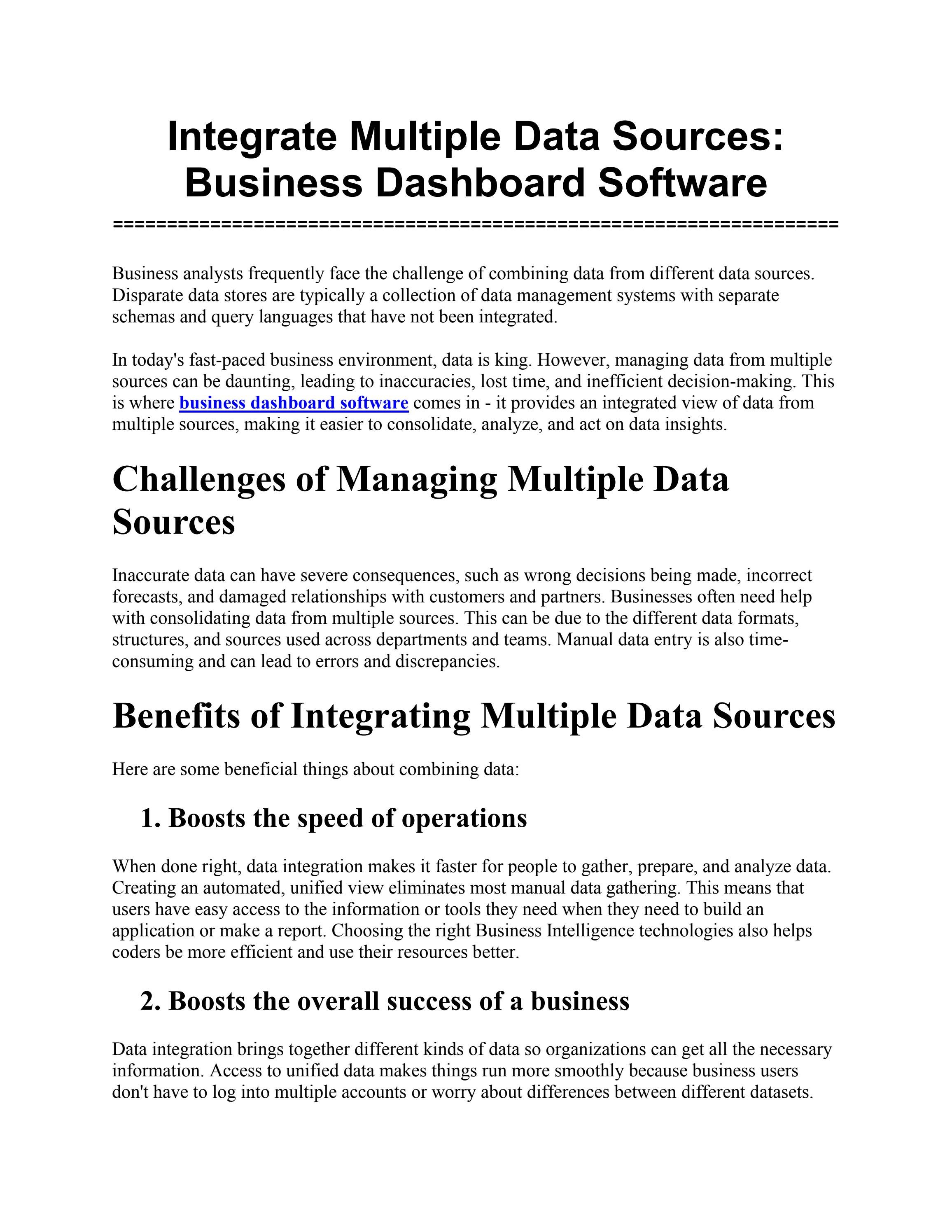Integrate Multiple Data Sources: Business Dashboard Software by ... Integrate Multiple Data Sources: Business Dashboard Software by ...