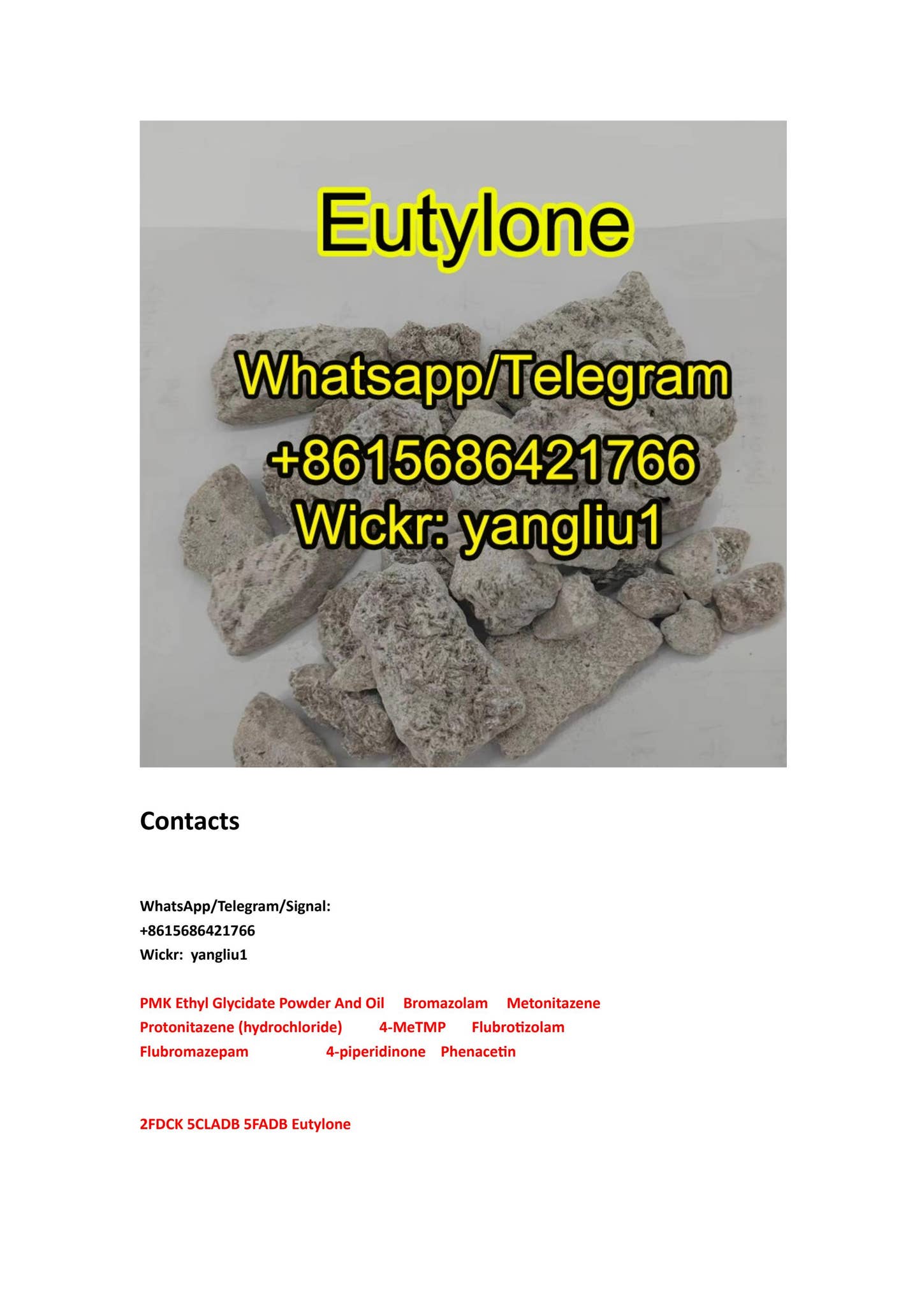 Buy EU Eutylone Crystals online Wickr: yangliu1 by 5cladb-adbb-2fdck ...
