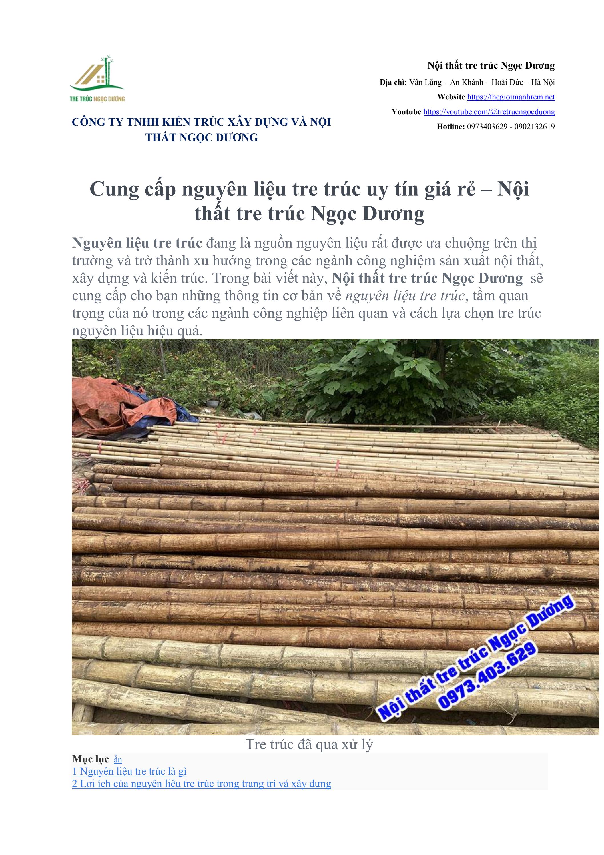 Cung cấp nguyên liệu tre trúc uy tín giá rẻ – Nội thất tre trúc Ngọc ...