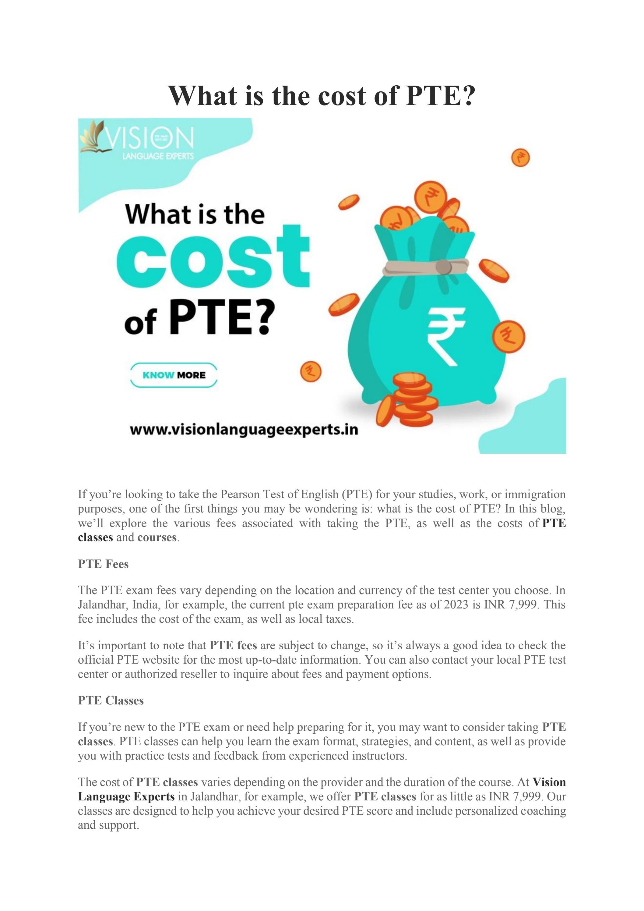 What is the cost of PTE? by Vision Language Experts - Issuu