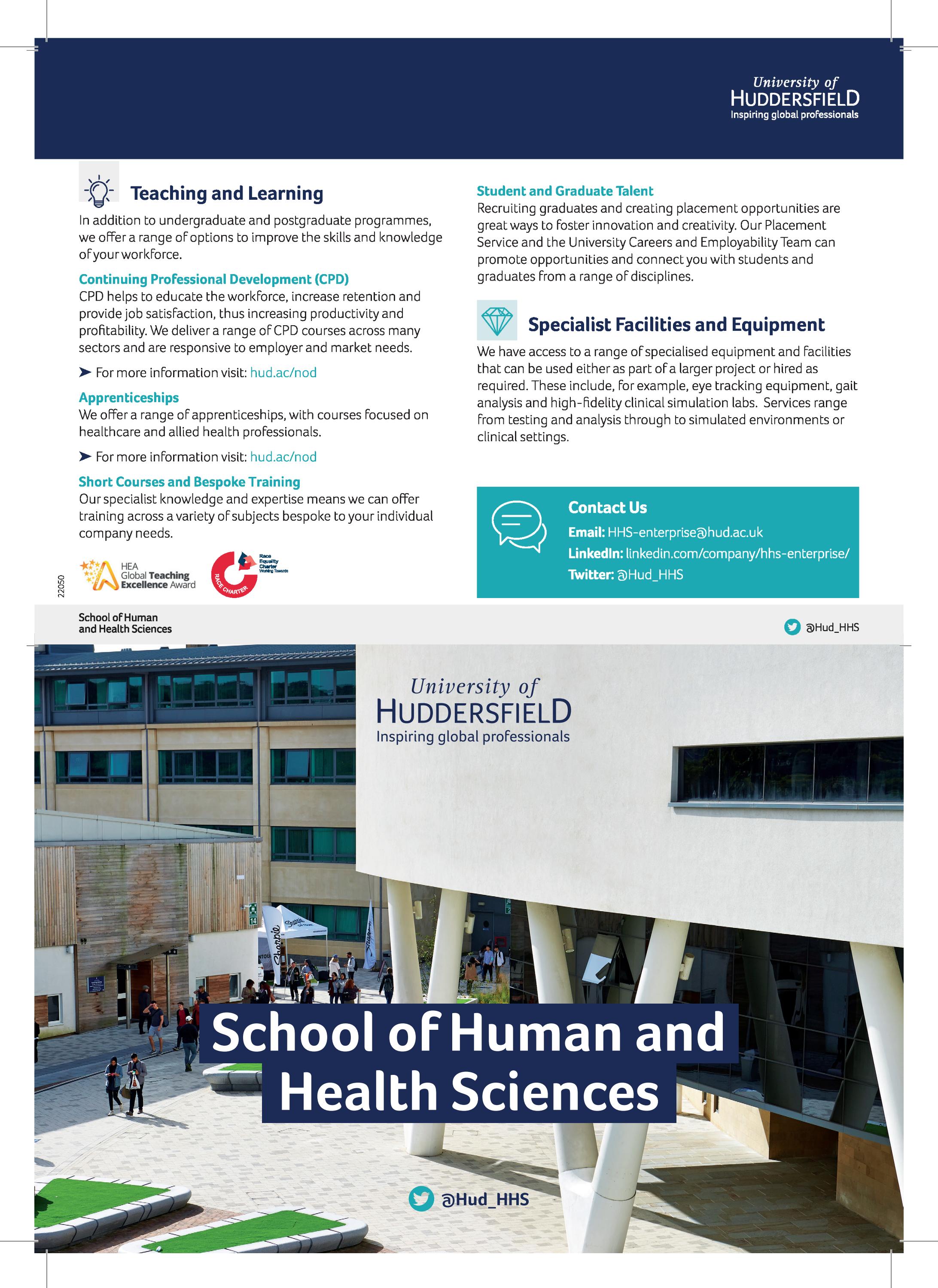 School of Human and Health Sciences – Opportunities for collaboration by University of ...