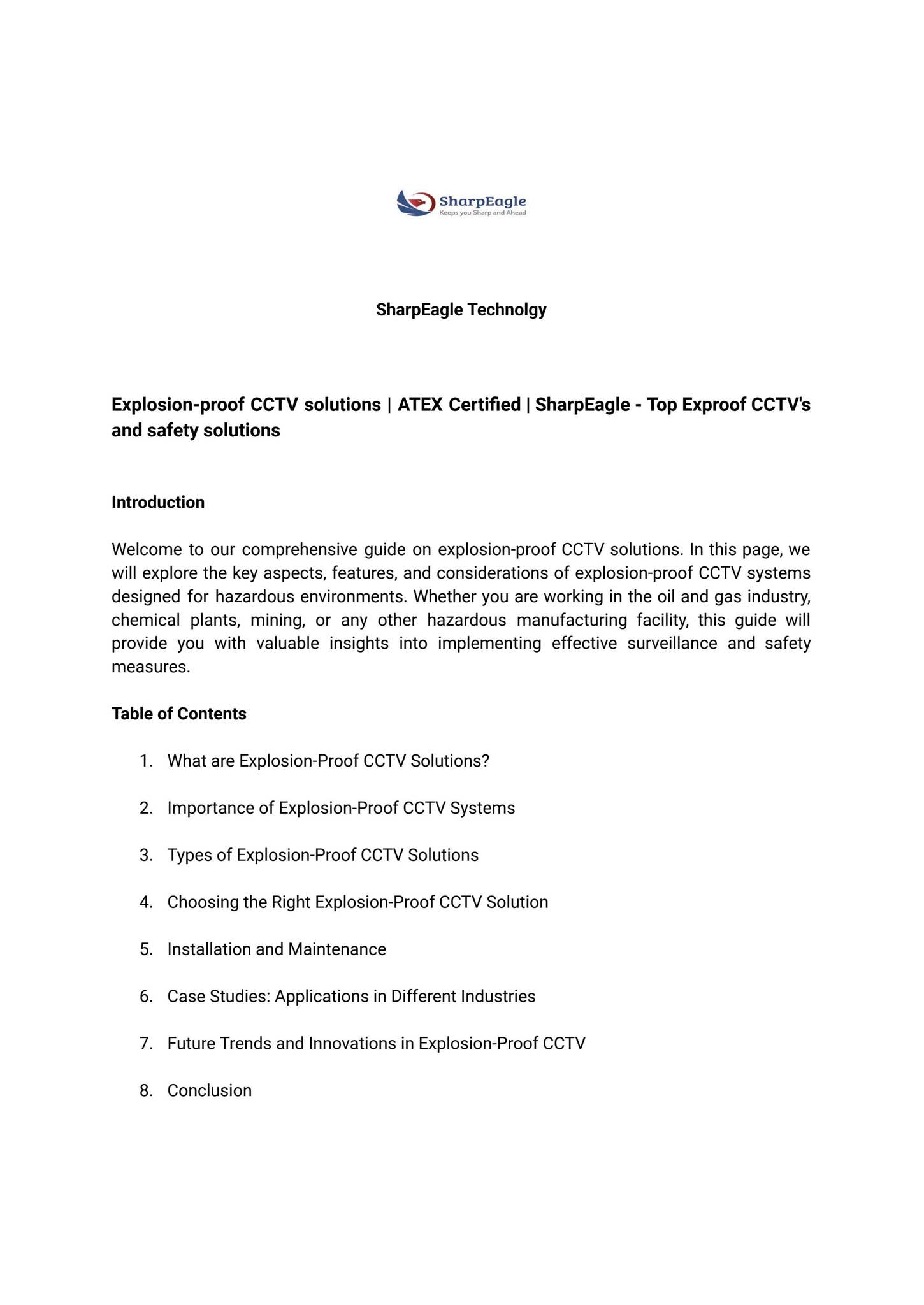ATEX Certified Ex-Proof CCTV Solutions for your operations | SharpEagle | Atex Approved by ...