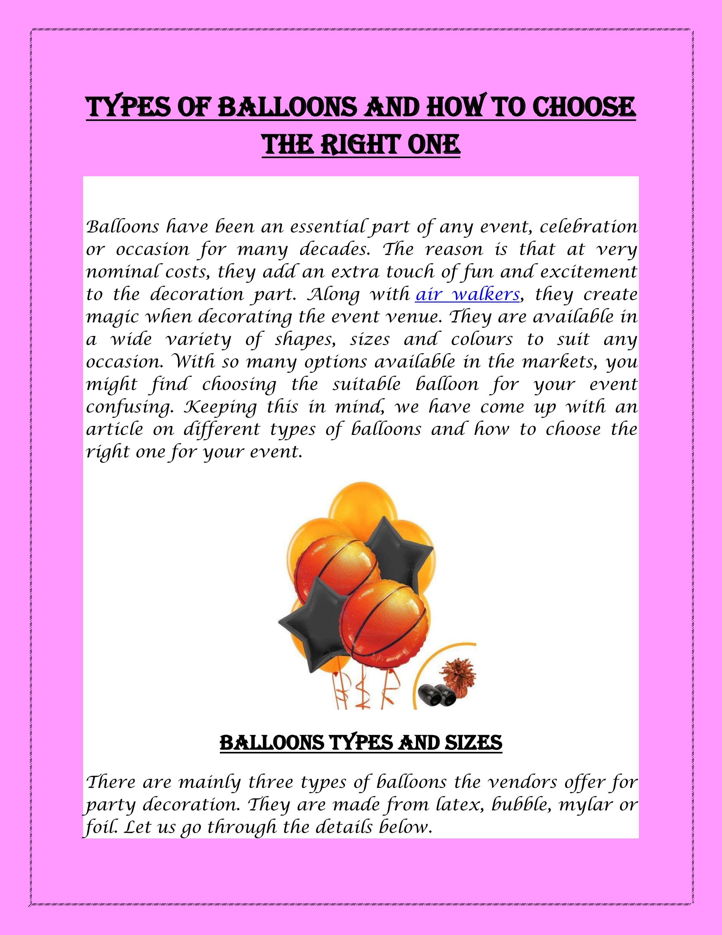 Types of Balloons and How to Choose the Right One by williamcaitlin444 ...