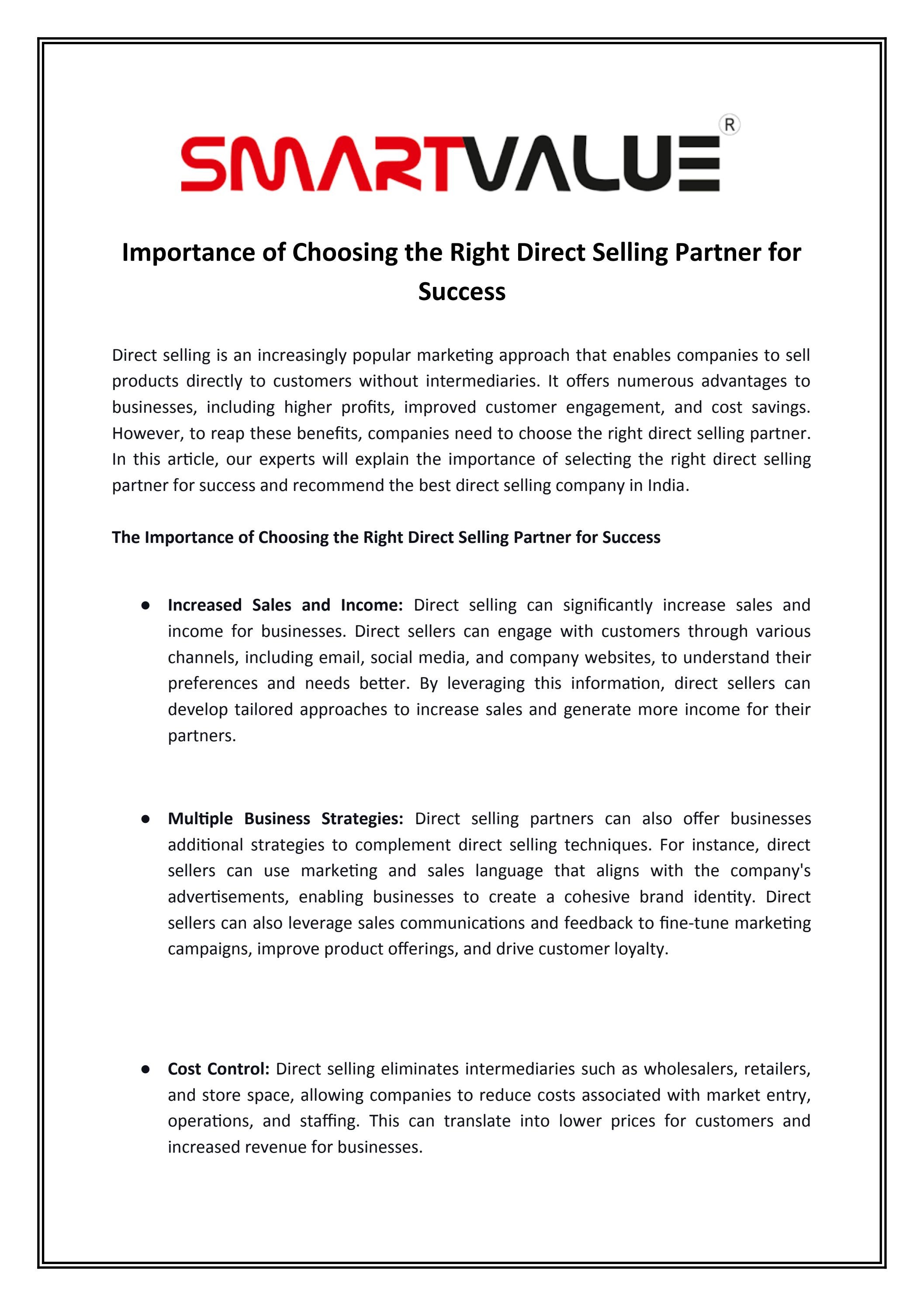 Importance of Choosing the Right Direct Selling Partner for Success by ...