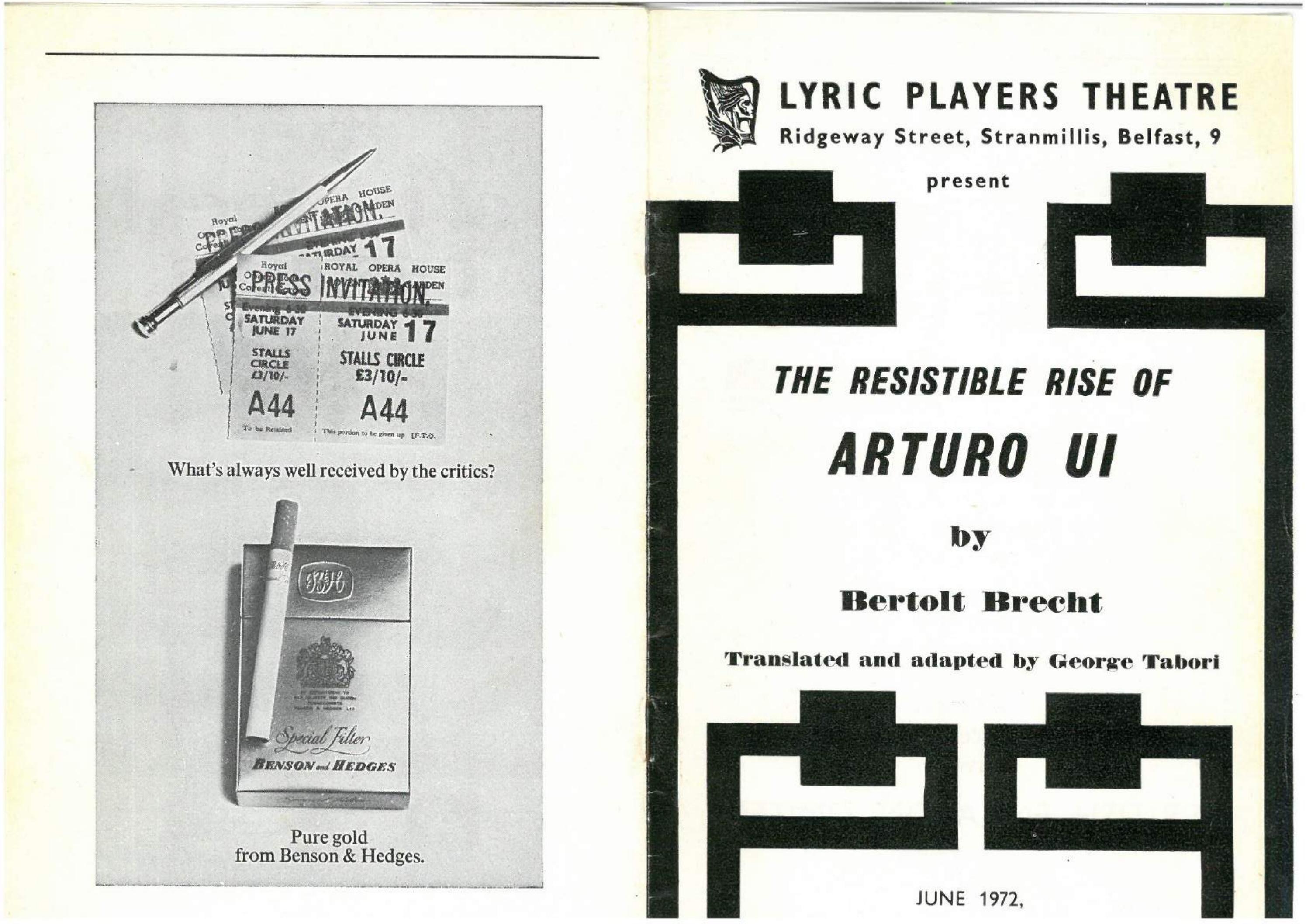 The Resistable Rise of Arturo UI 1972 by Lyric Theatre Belfast - Issuu