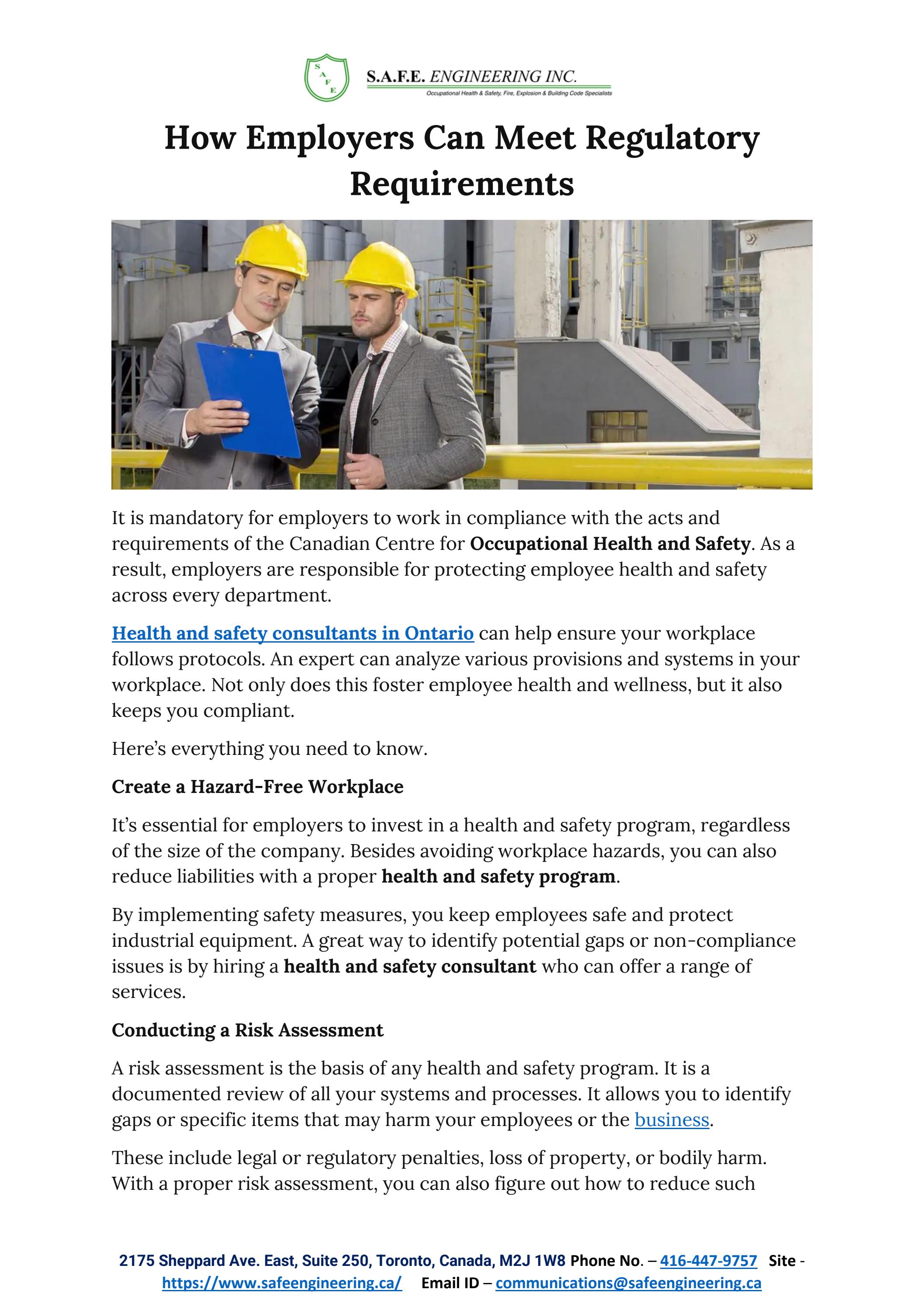How Employers Can Meet Regulatory Requirements by Safeengineering - Issuu