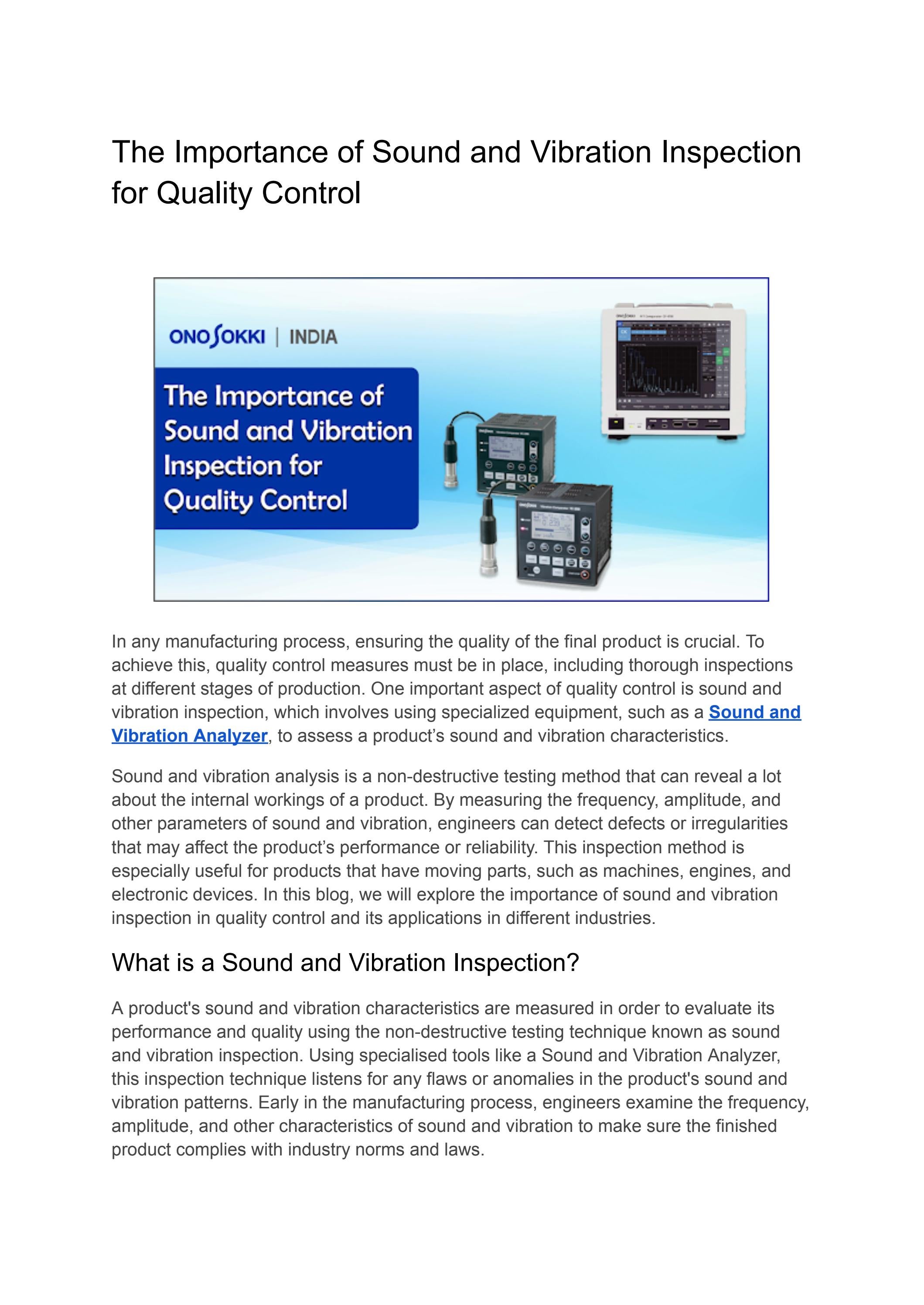 The Importance of Sound and Vibration Inspection for Quality Control by ...