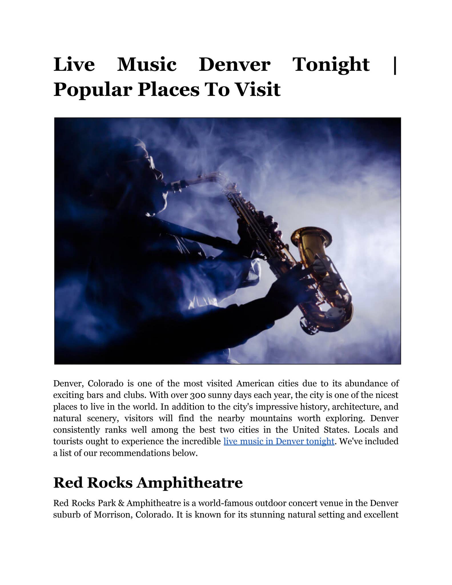 Live Music Denver Tonight | Popular Places To Visit by Patrick Robison ...