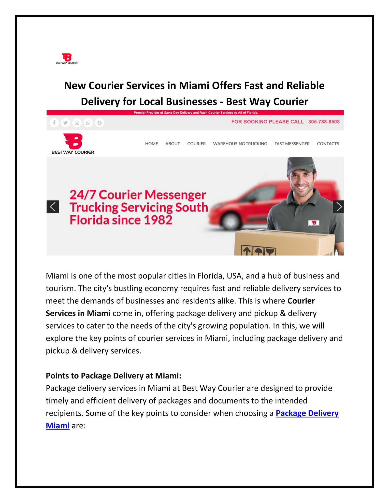 Courier Services in Miami - Best Way Courier by Best Way Courier - Issuu
