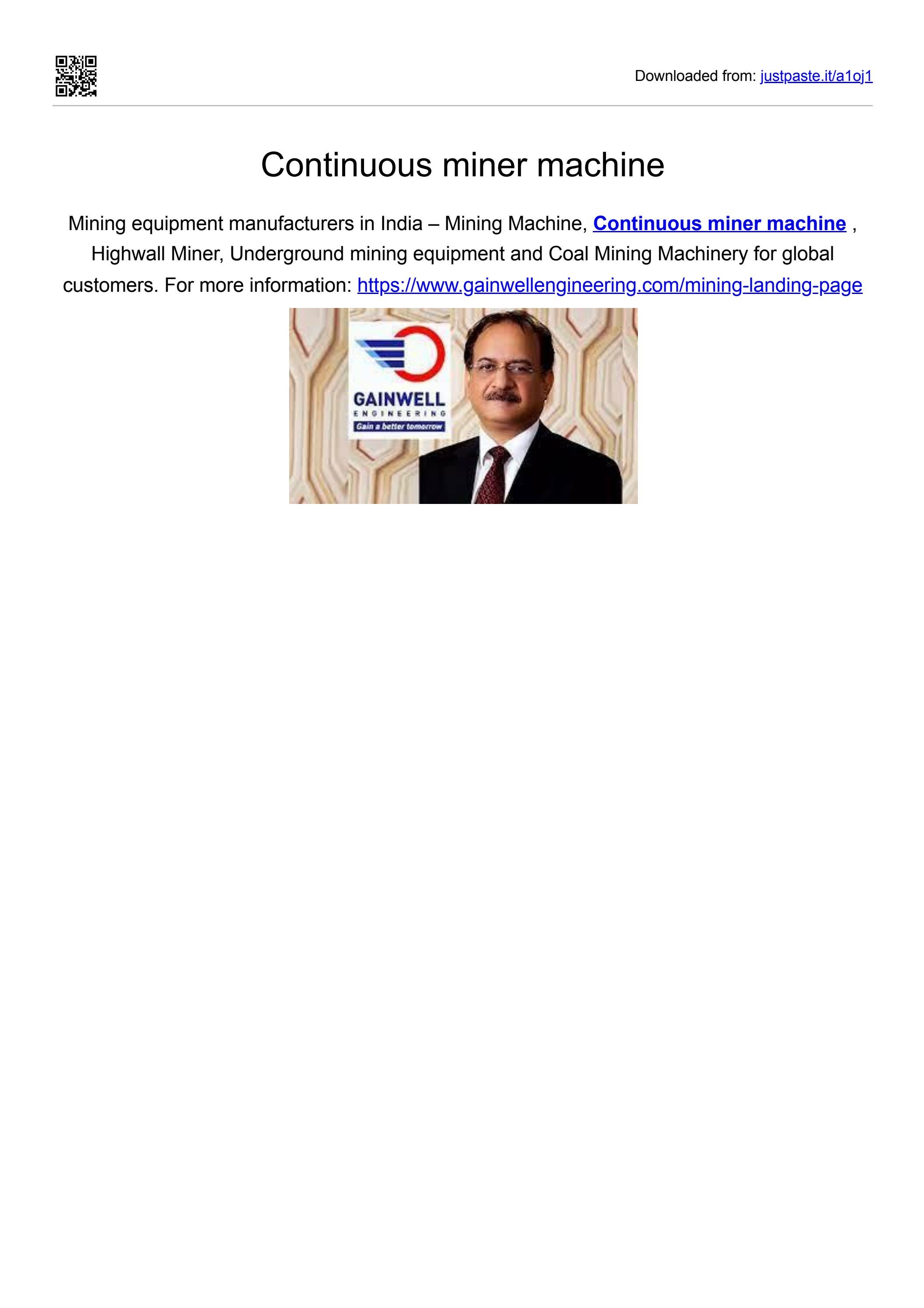 Continuous miner machine by Mining equipment manufacturers - Issuu