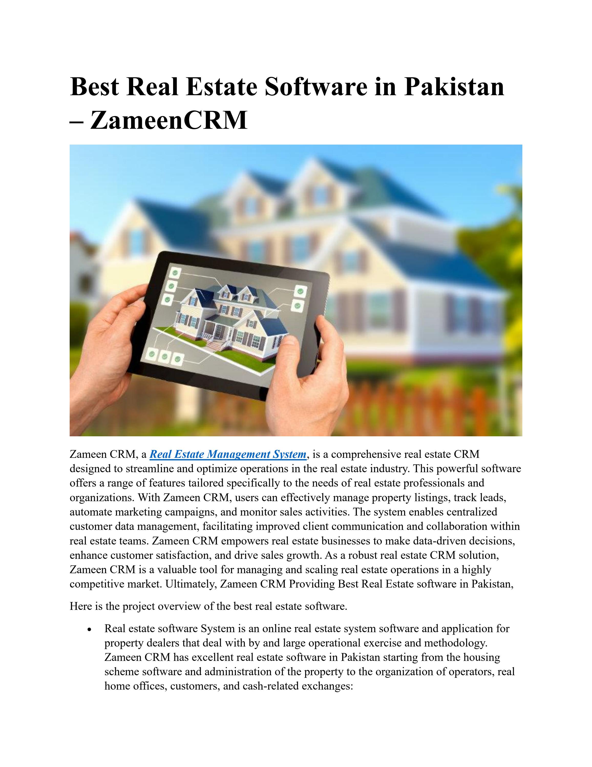 Best Real Estate Software in Pakistan – ZameenCRM by Zameen CRM - Issuu