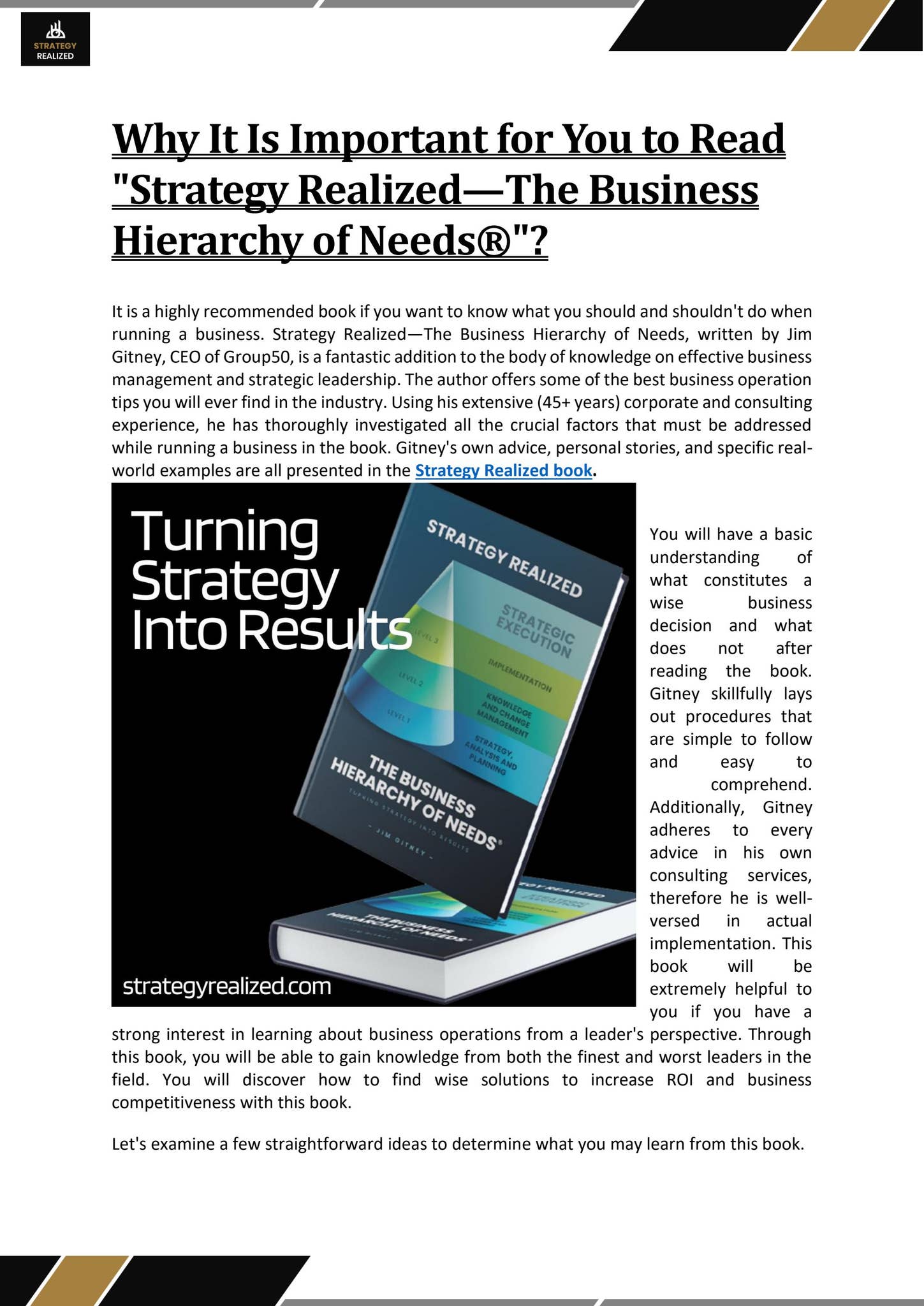 Why It Is Important for You to Read Strategy Realized—The Business ...