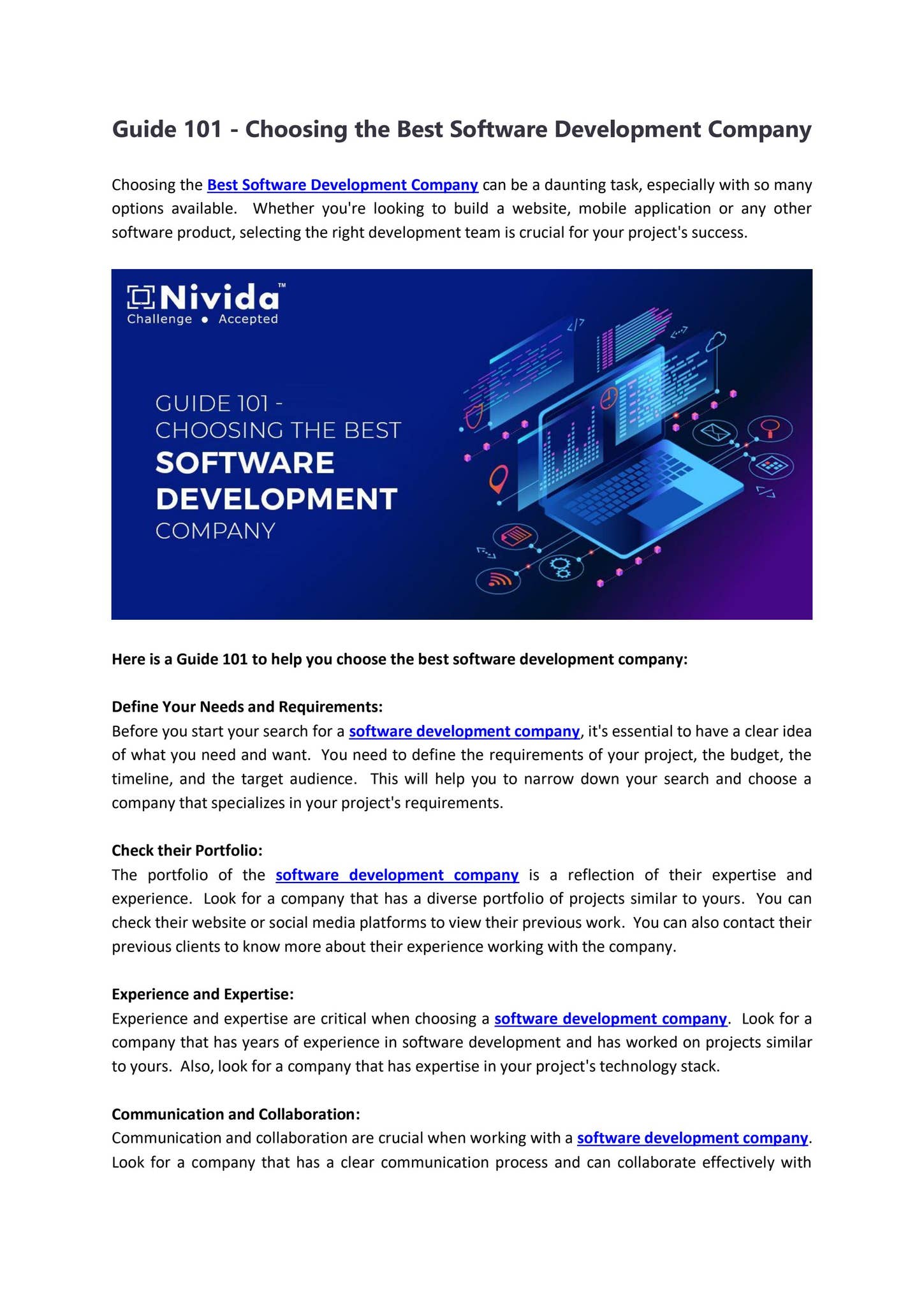 Guide 101 - Choosing the Best Software Development Company by ...