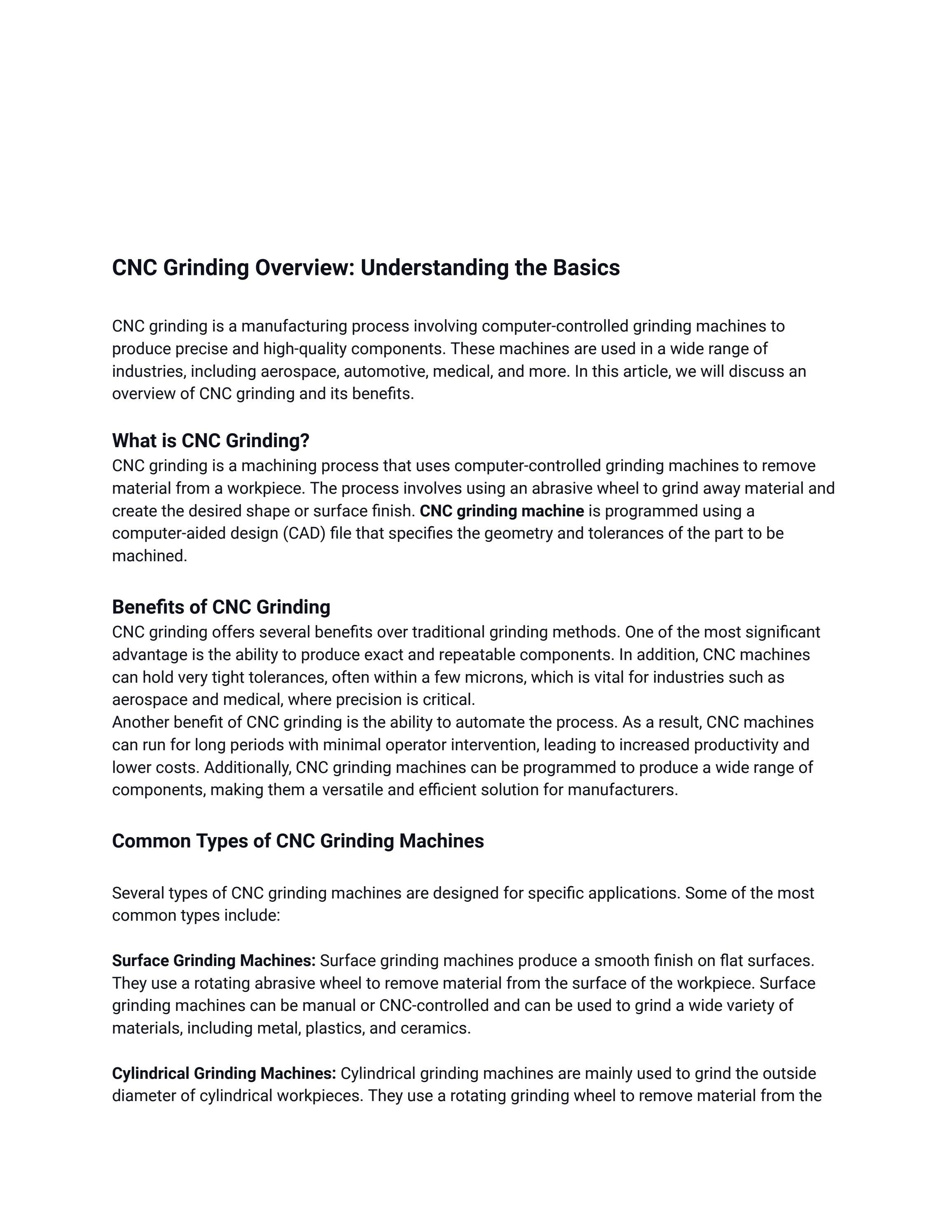 CNC Grinding Overview: Understanding the Basics by Widmakenametal11 - Issuu