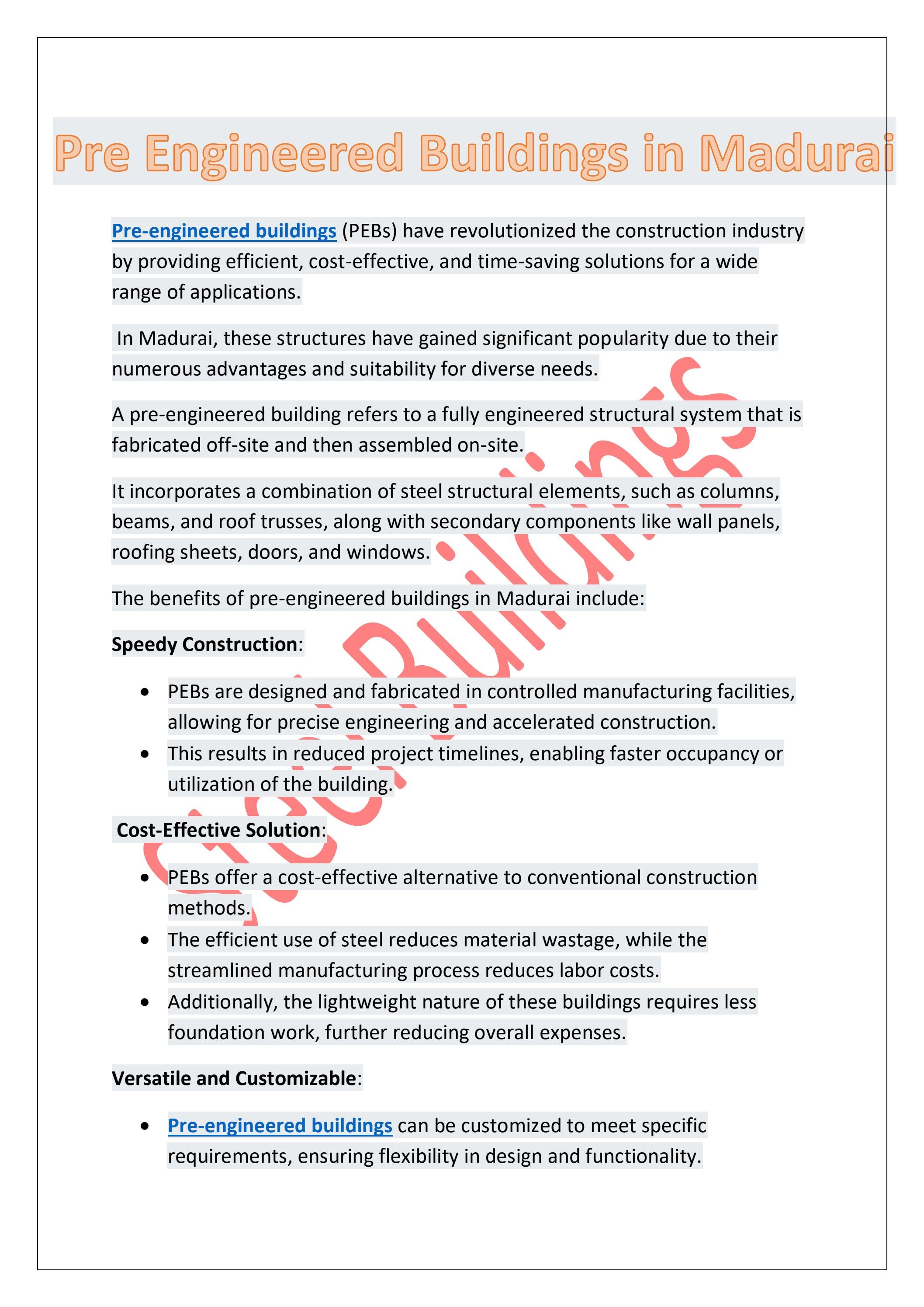 Pre Engineered Buildings in Madurai by steelbuildingss - Issuu