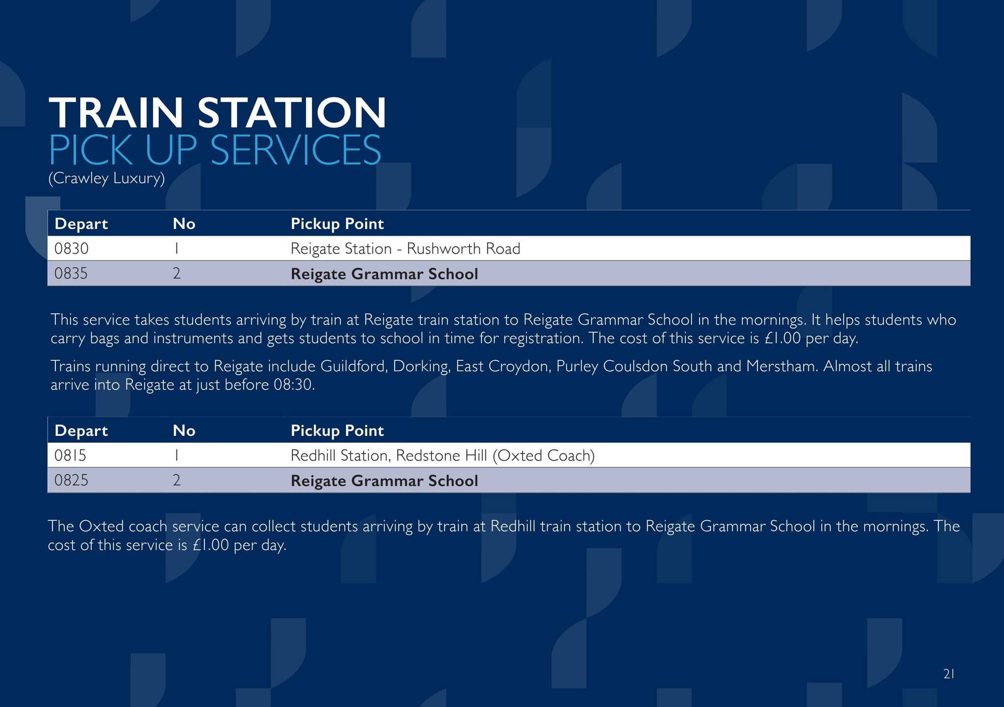 RGS - Reigate Train Station Shuttle Service by RGS - Issuu