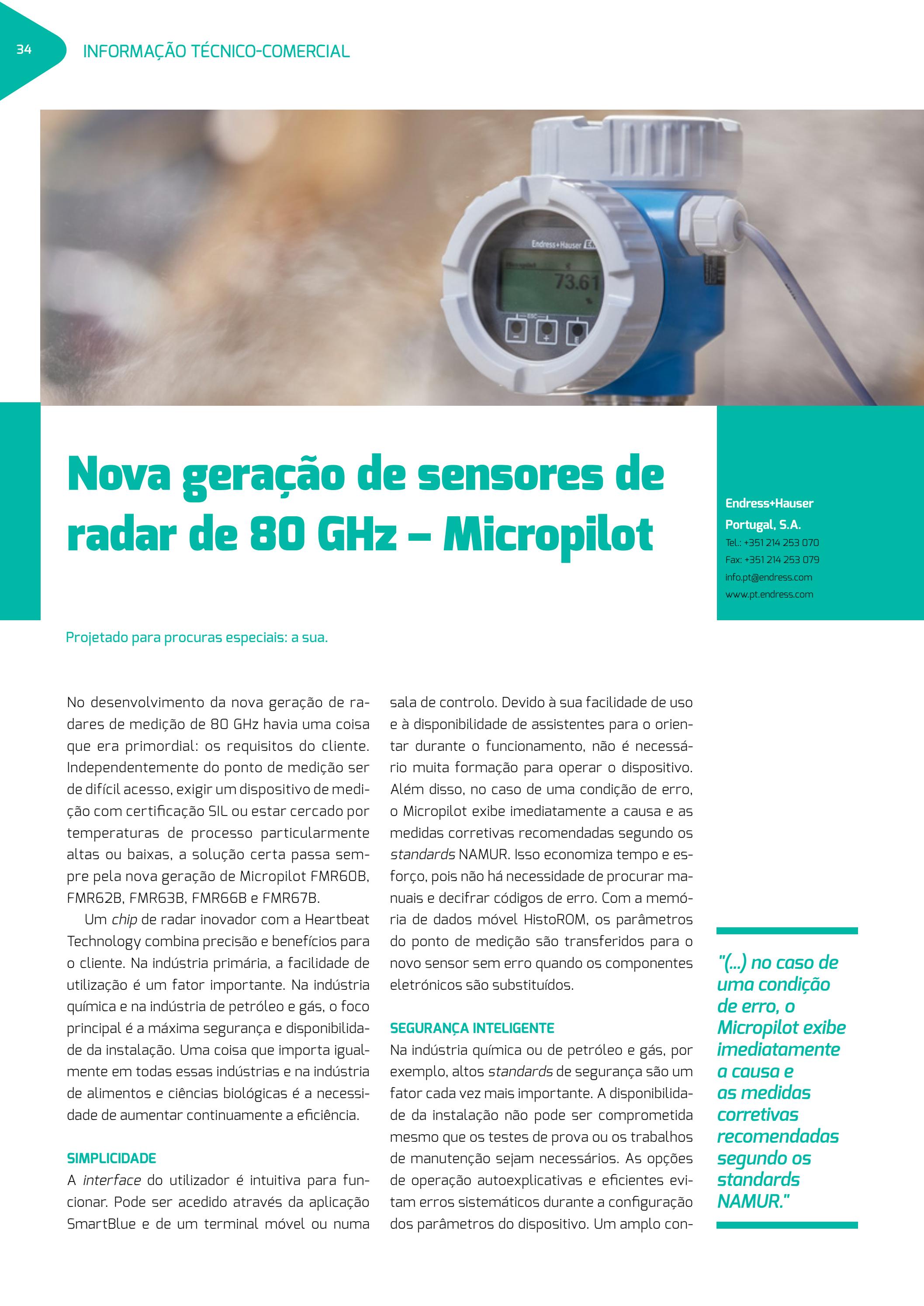 Nova geração de sensores de radar de 80 GHz – Micropilot by cie - Issuu