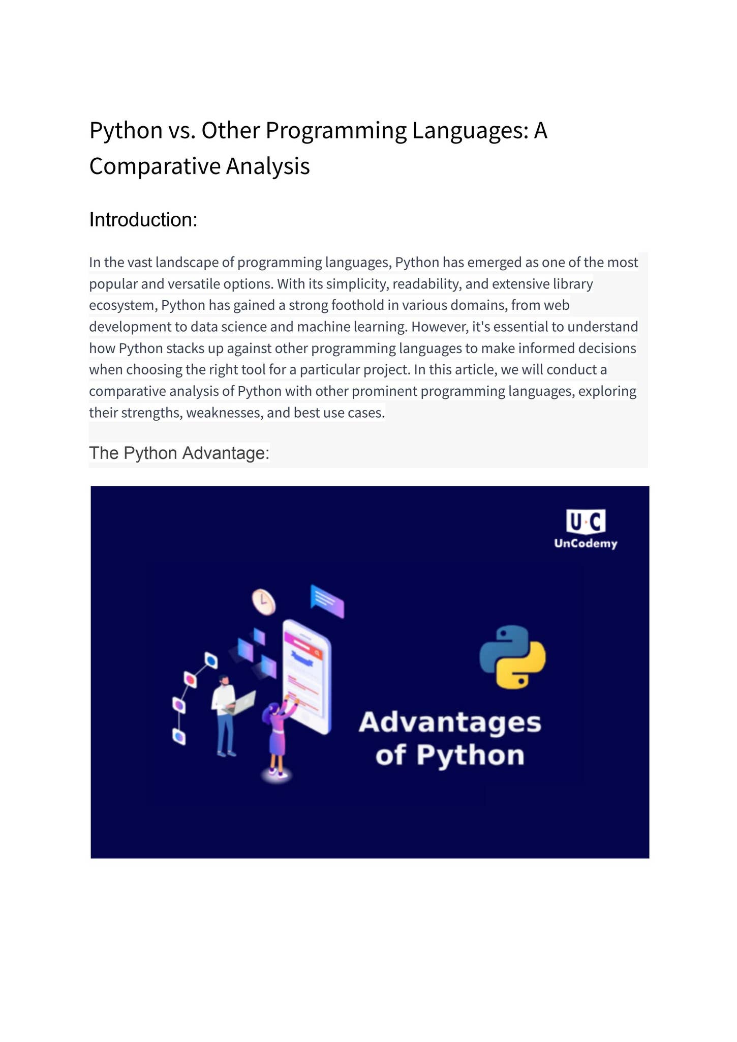 Python vs. Other Programming Languages: A Comparative Analysis by Muskan - Issuu