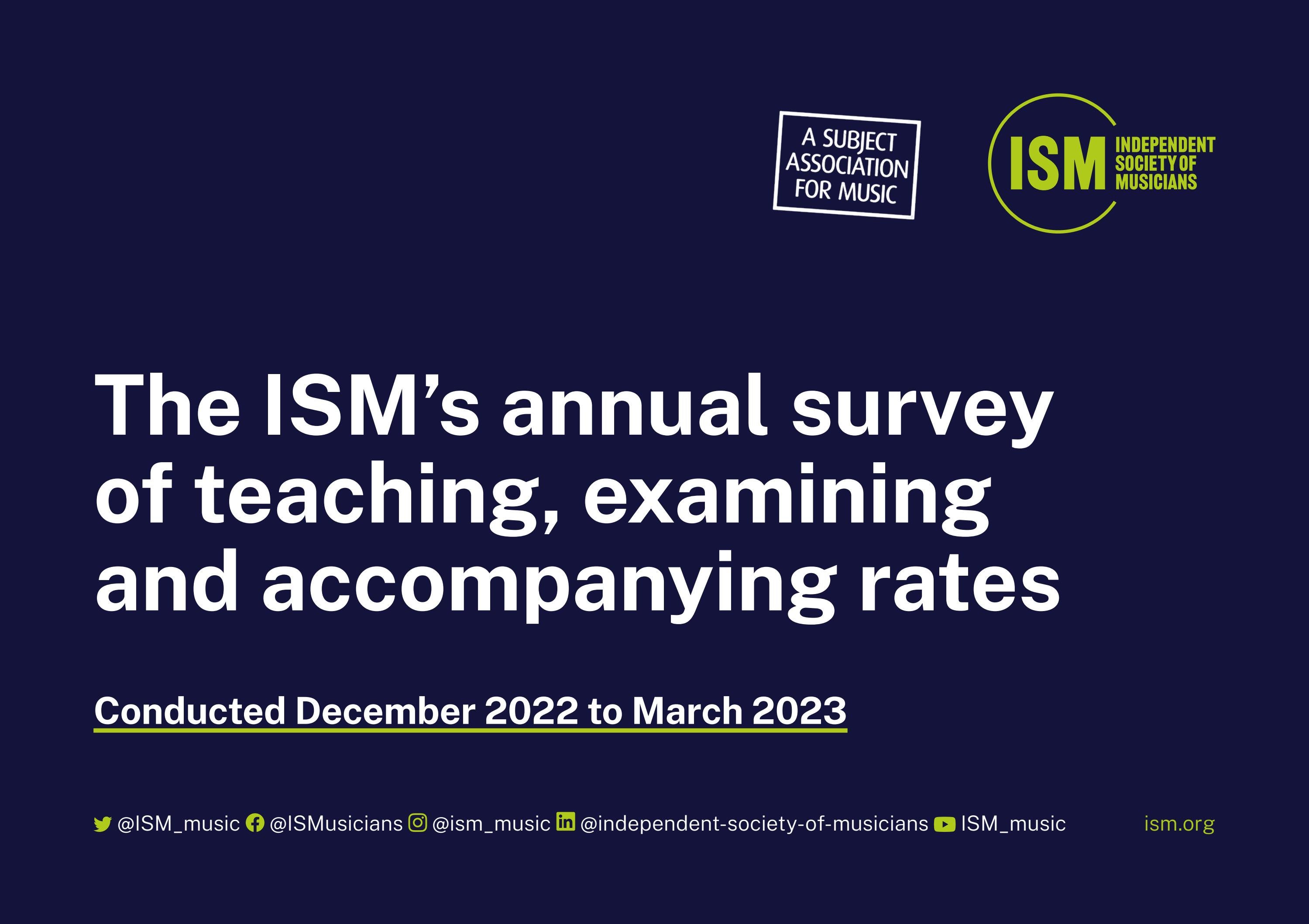 The ISM's annual survey of teaching, examining and accompanying rates ...