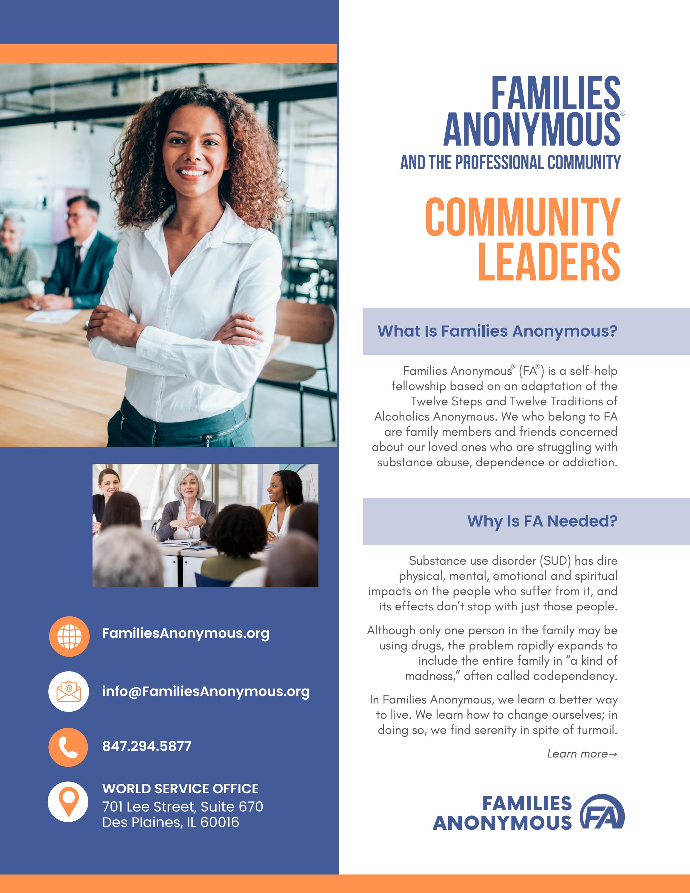 Families Anonymous and the Professional Community - Community Leaders ...